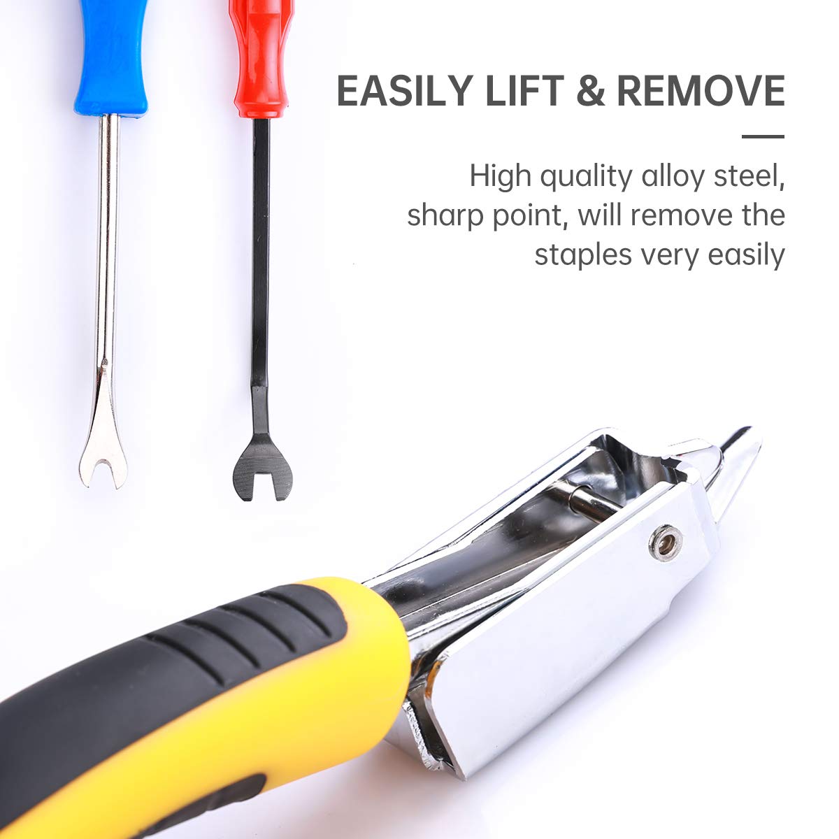 QXUJI 3PCS Upholstery and Construction Staple Remover with Tack Puller Tool, Nail Puller, Carpet Remover, for Removing All Kinds of Staples for Furniture, Floor, Wooden Case, Carton, Photo Frame