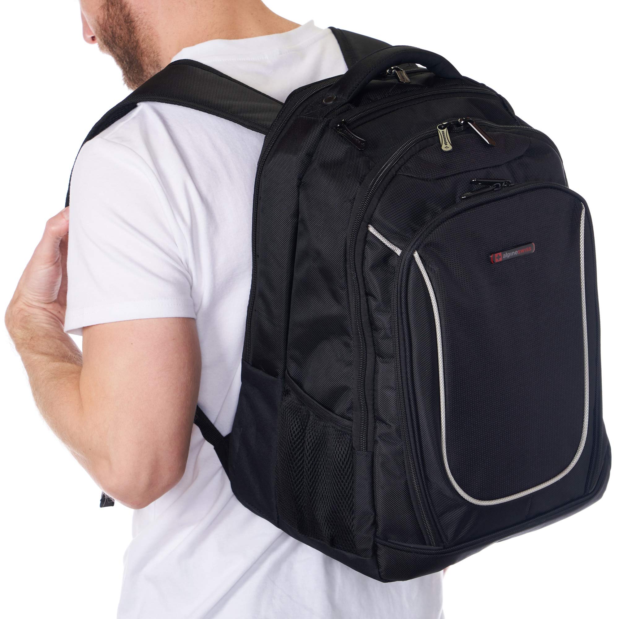Alpine Swiss Oneida 15.6" Laptop Backpack With Tablet Sleeve & Mfg Warranty Black