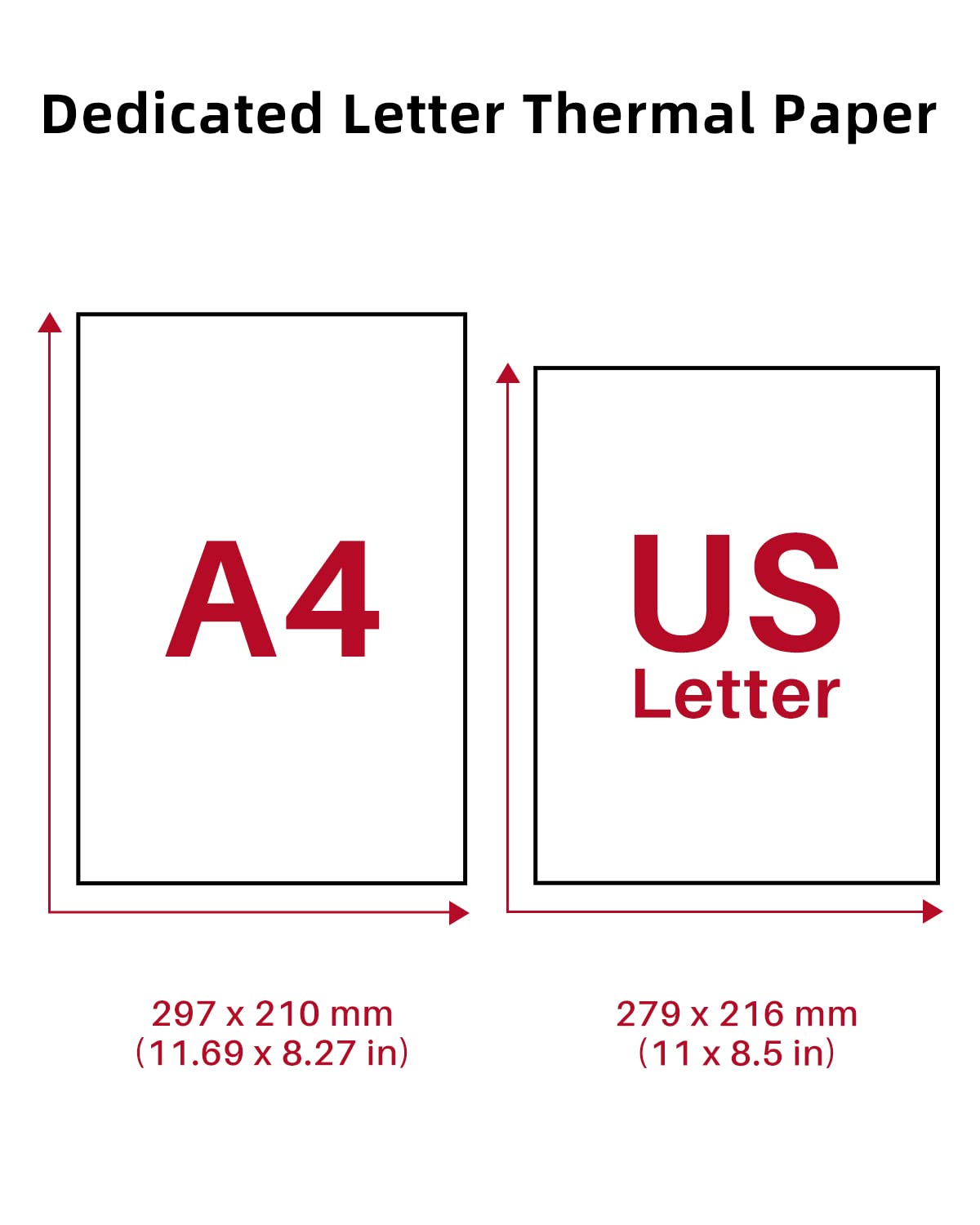 Phomemo US Letter Thermal Paper, Advanced Thermal Printing, Phomemo Thermal Paper for M08F-Letter, Brother PocketJet PJ762/PJ763MFi, HPRT MT800/MT800Q Printer, Size 8.5" x 11", 100 Sheets