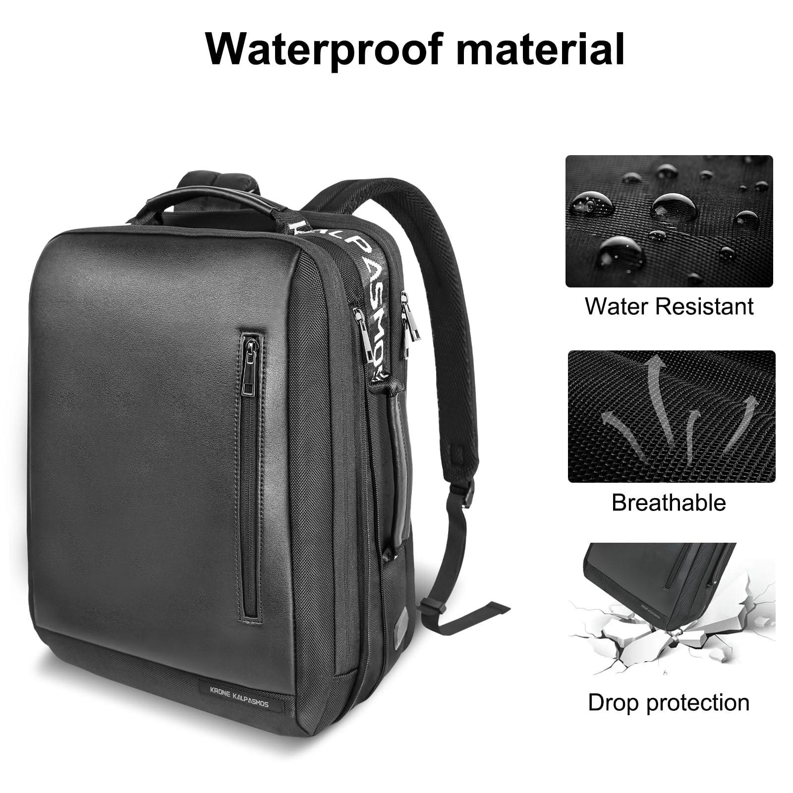 Krone Kalpasmos Carry-on Backpack, 40L Travel Backpack Flight Approved Carry On Backpack for Men & Women, Dual Layer Large Capacity Premium Leather Laptop Backpack Water Resistant Backpack
