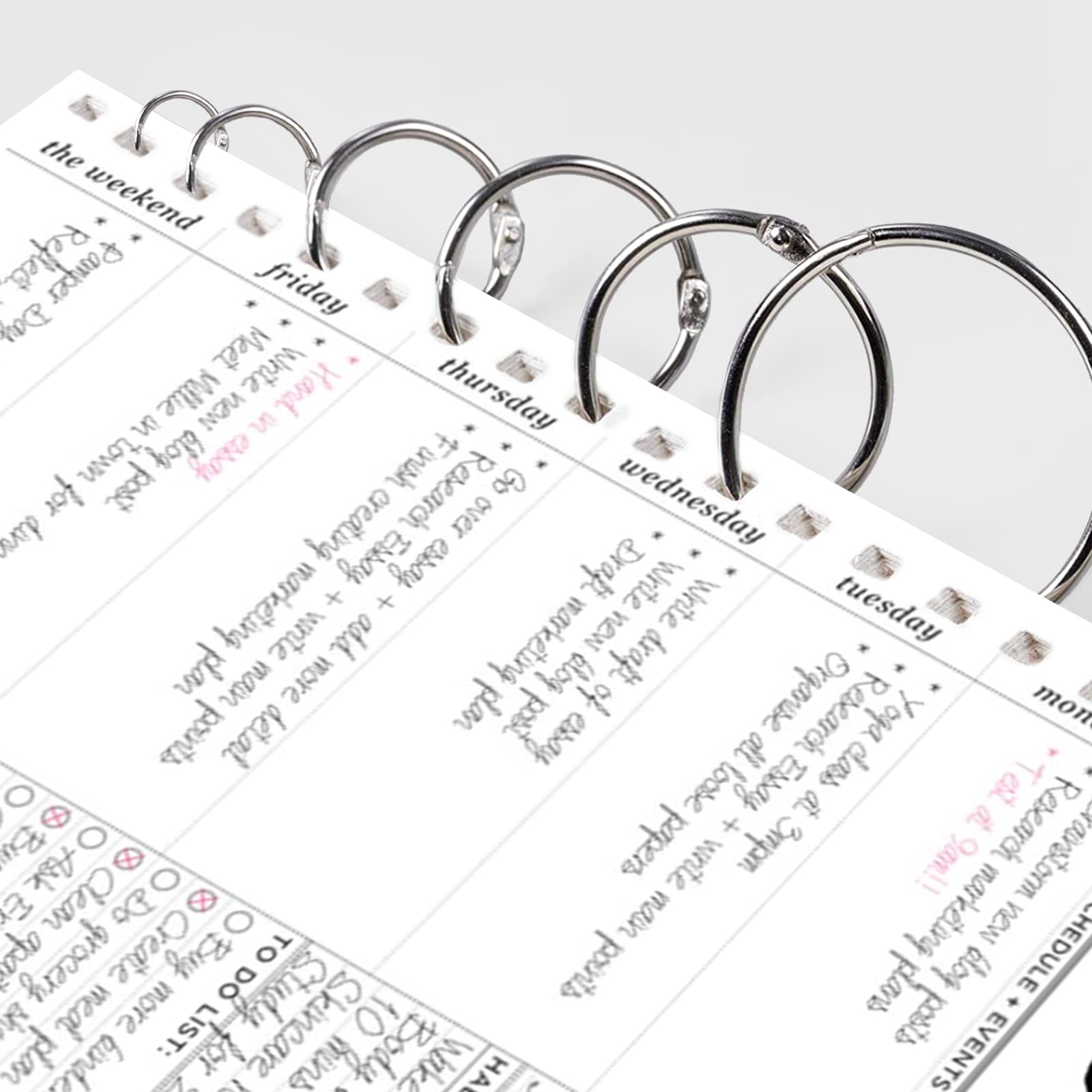 OWLKELA Binder Rings 50 Pcs, Assorted Sizes, Nickel Plated, Loose Leaf Binder Ring, Rings for Flash Cards, Index Card Rings, Book Rings, Ring Hooks, Paper Rings for School, Home or Office