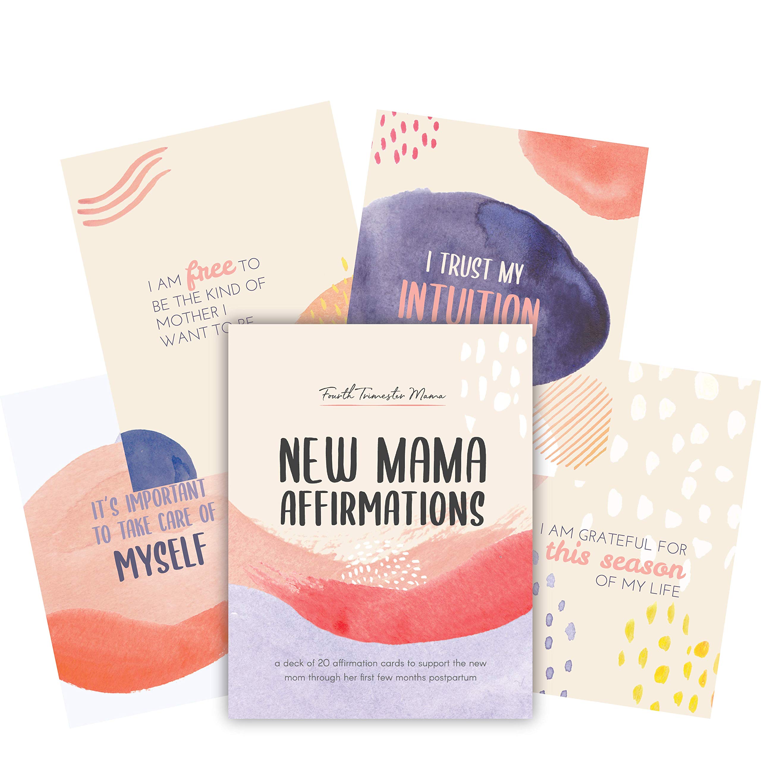 New Mama Affirmations - A Warm and Vibrant Deck of 20 Uplifting Postpartum Affirmation Cards to Support New Moms Through the Fourth Trimester and Beyond | New Mom Gift For Women After Birth | Postpartum Gift For Mom