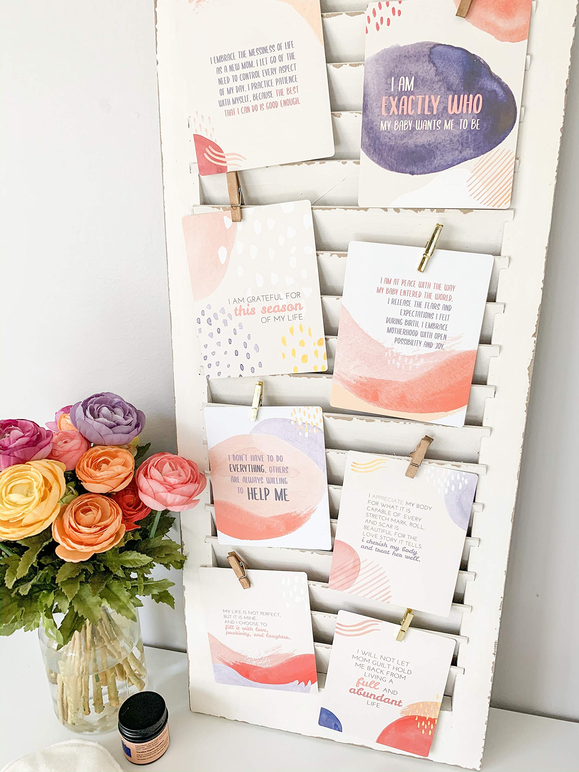 New Mama Affirmations - A Warm and Vibrant Deck of 20 Uplifting Postpartum Affirmation Cards to Support New Moms Through the Fourth Trimester and Beyond | New Mom Gift For Women After Birth | Postpartum Gift For Mom