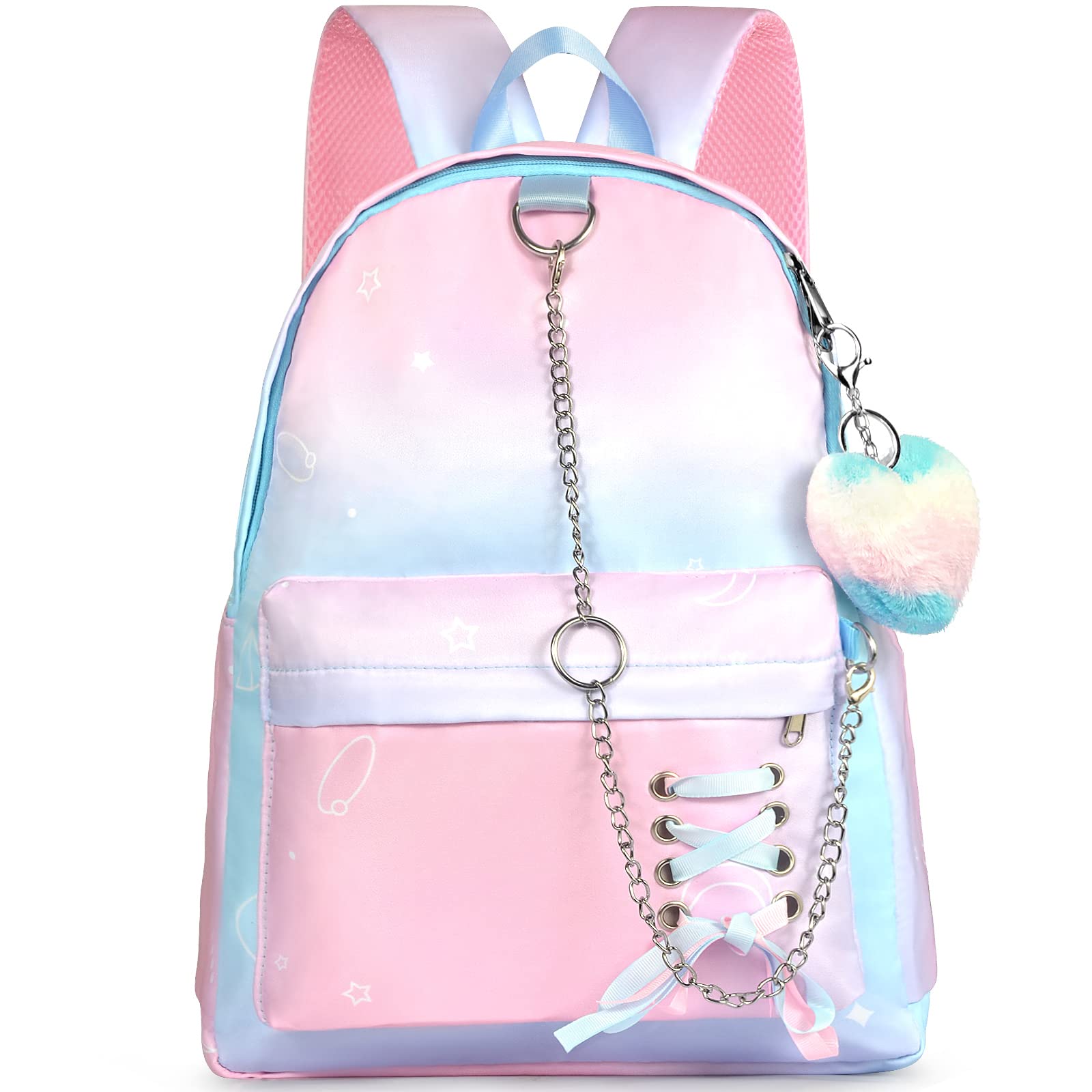 Girls Backpack, Gradient Lightweight Kids School Backpacks for Girls, Cute Book Bag for Girl for Kid Students Elementary Middle School, Kids' School Bag, 16.5*12*5in Pink