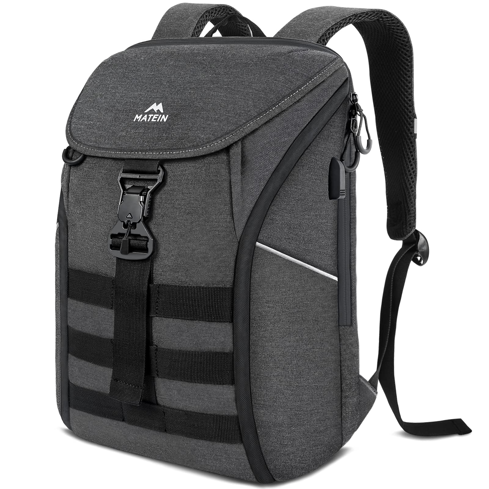 MATEIN Laptop Backpack for Work, Unisex Business Travel Backpack Fits 15.6 Inch Slim Notebook, Water Resistant College School Bookbag, Fashion Casual Daypack Gifts for Men & Women, Grey