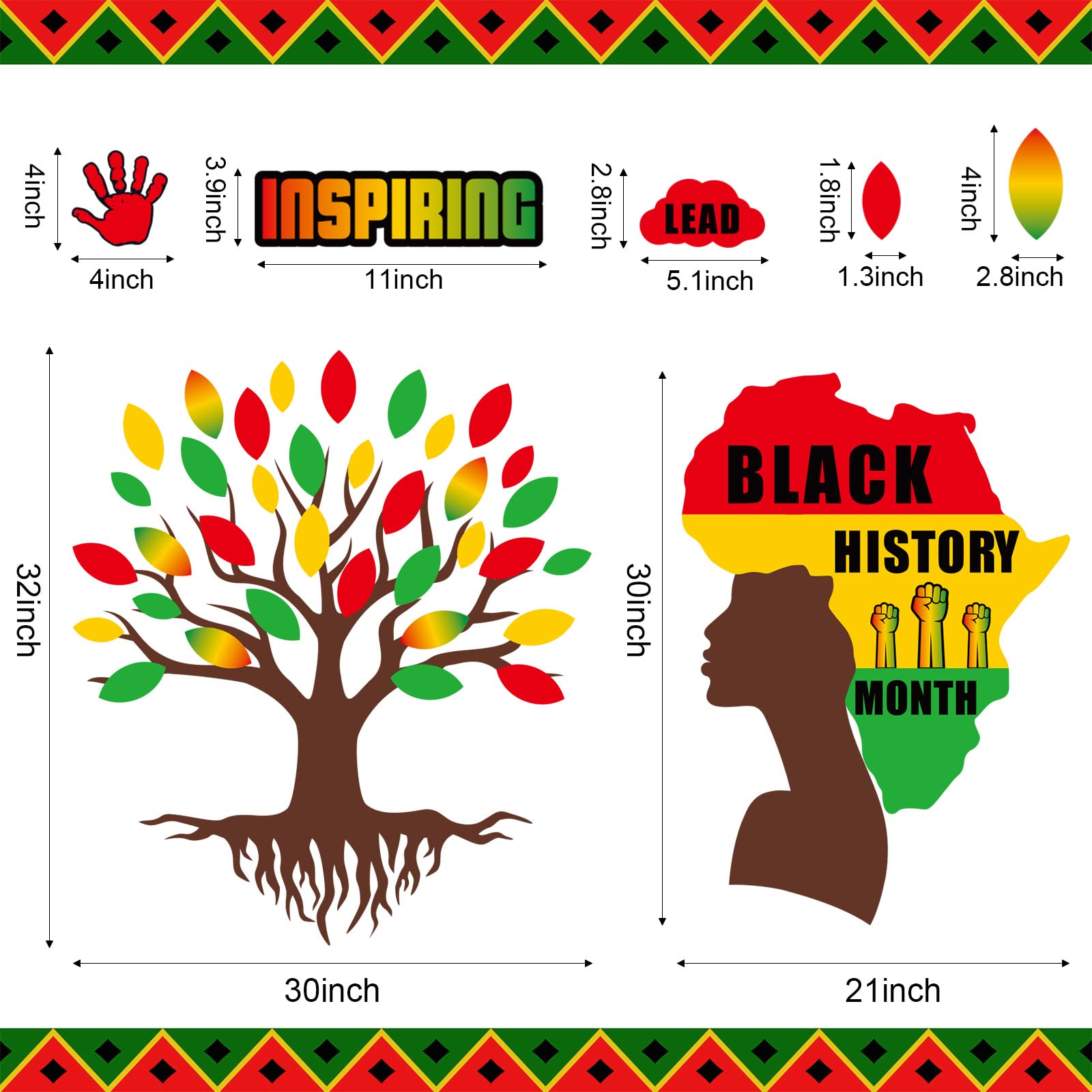 91 Pcs Black History Month Decorations for Classroom Bulletin Board Decorations Bulletin Board Cutouts Sets Wall Diversity Poster African American Celebration Bulletins for Kids Educational Decor
