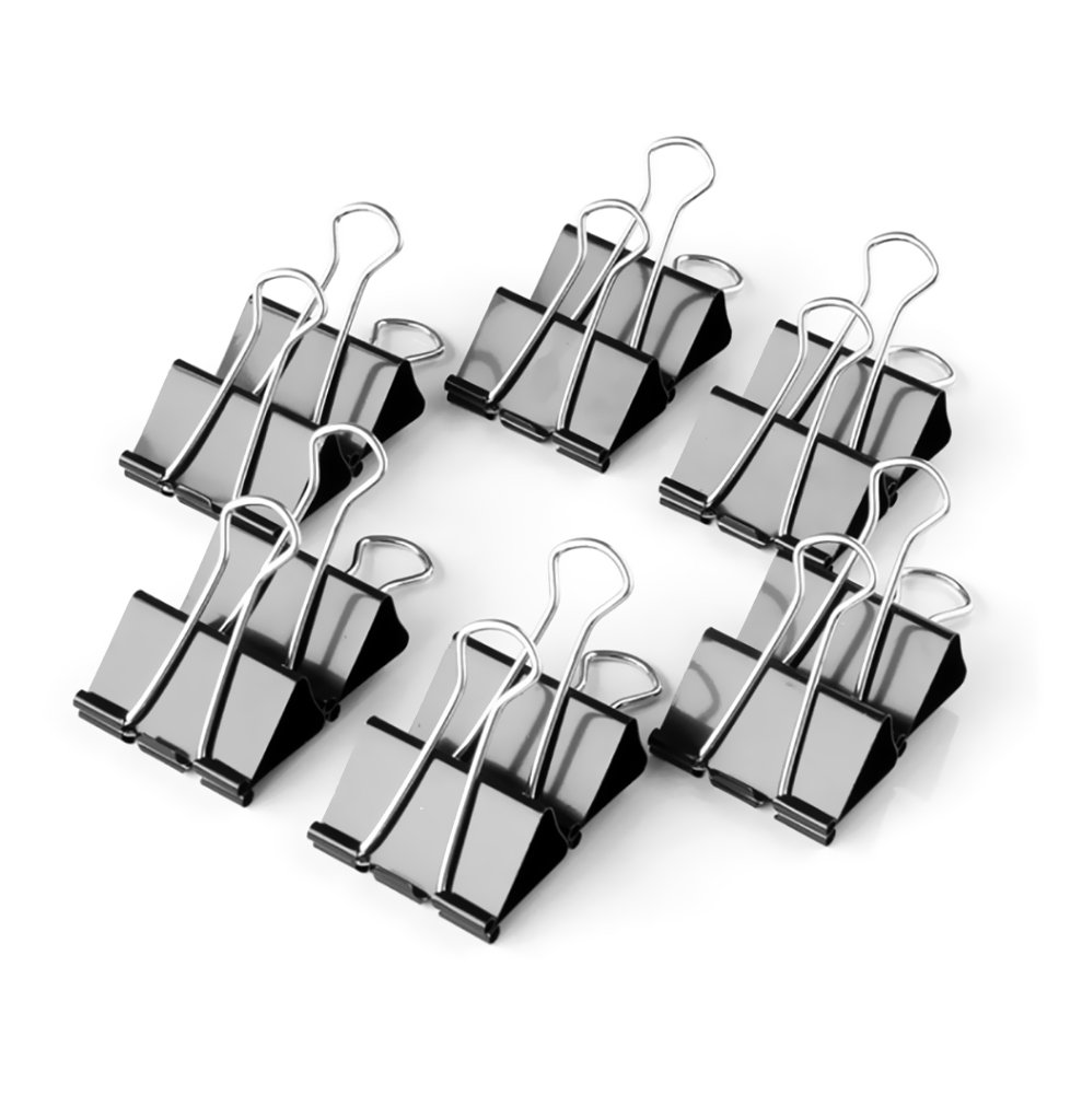140pcs Binder Paper Clips Assorted Sizes, Binder Paper Clamps Office Supplies Clips for Paperwork, School, Home, Large Medium Small Paperclips Set with Box, Black