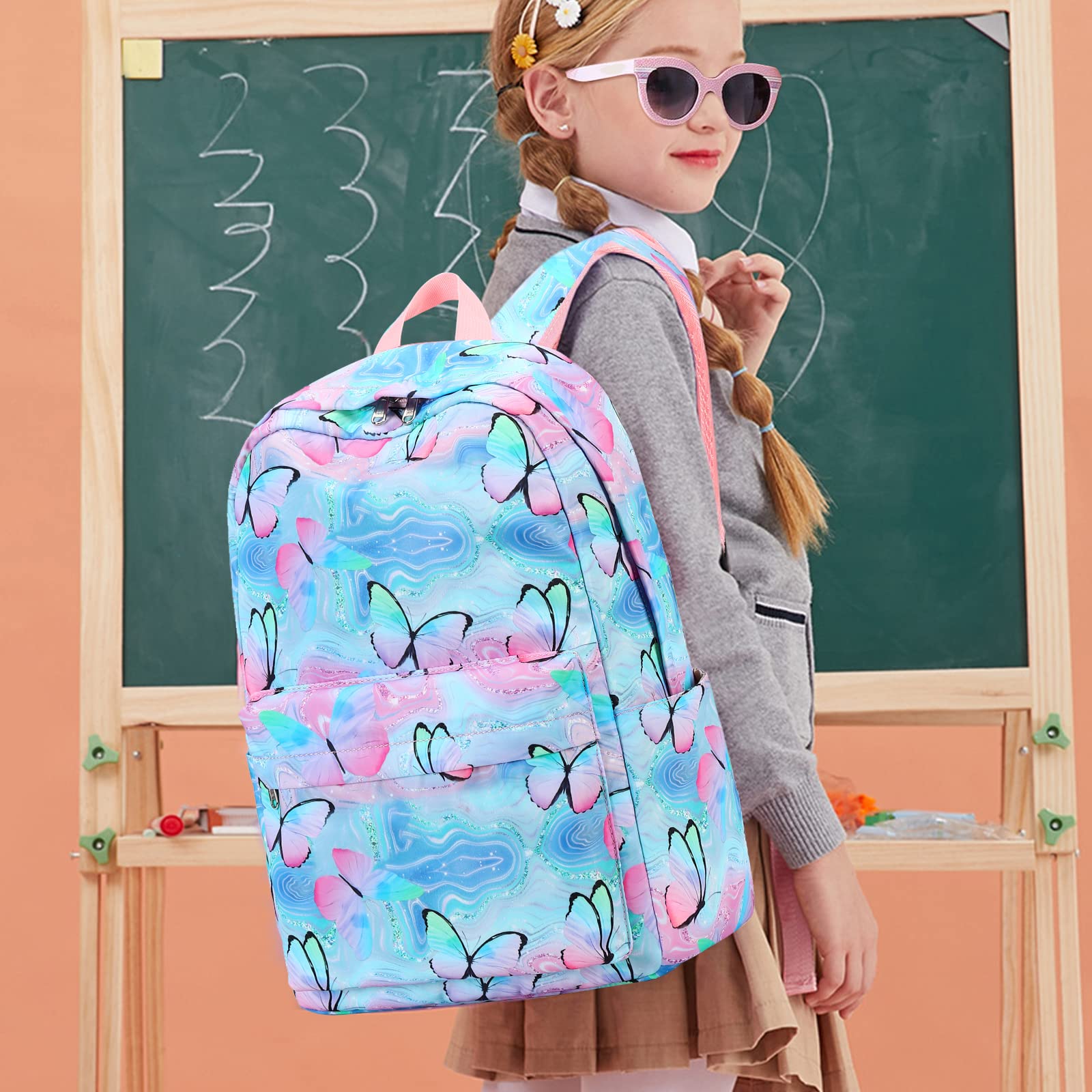CAMTOP Girls Backpack for School with Lunch Box Kids BookBag Set for Elementary Middle School (Believe in Magic)