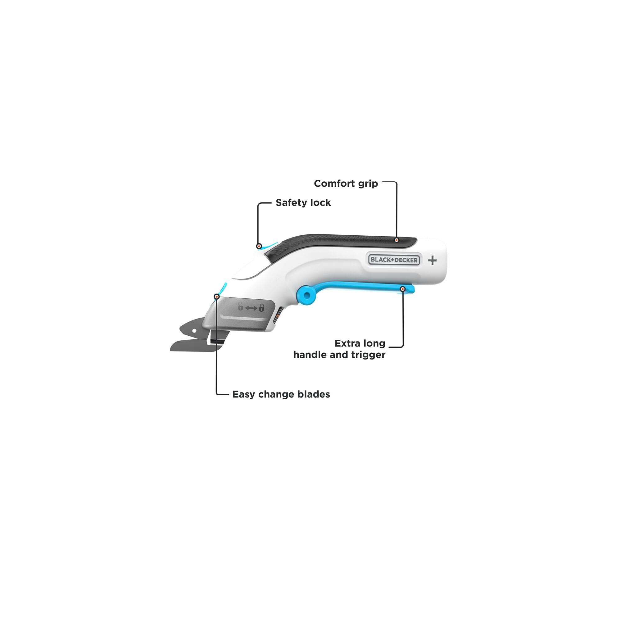 BLACK+DECKER 4V MAX Electric Fabric Scissors, Cordless, USB Rechargeable (BCSC115FF)