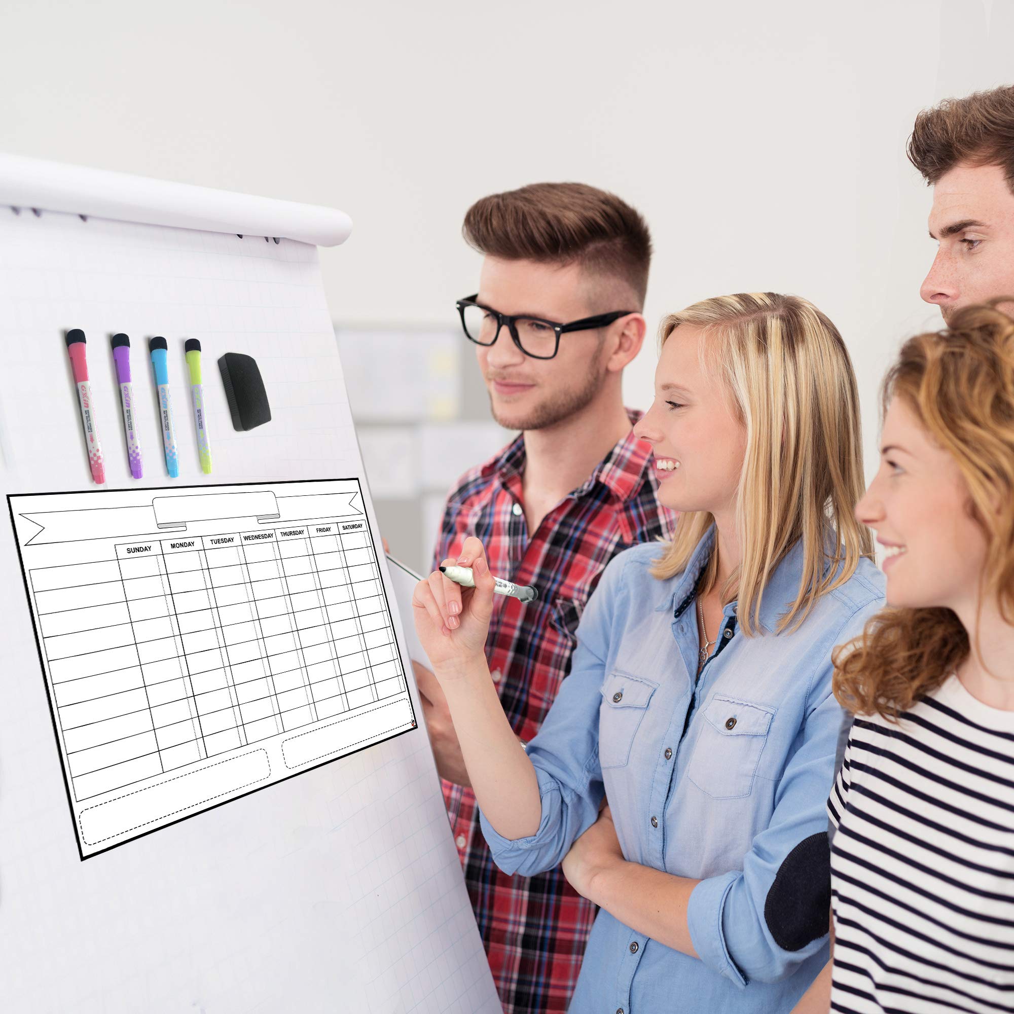 Magnetic Chore Chart for Kids Teens and Adults 12 x 17 Inches - Dry Erase Whiteboard Reward Chart for Multiple Kids with 5 Markers and Eraser - Daily Responsibility Planner Schedule Board for Kids