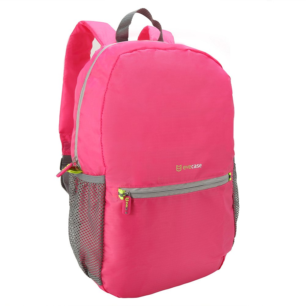 Packable Daypack - Evecase Lightweight Water Resistant Outdoor Hiking Backpack -Pink