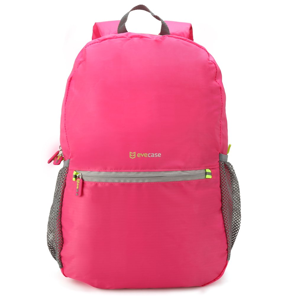 Packable Daypack - Evecase Lightweight Water Resistant Outdoor Hiking Backpack -Pink