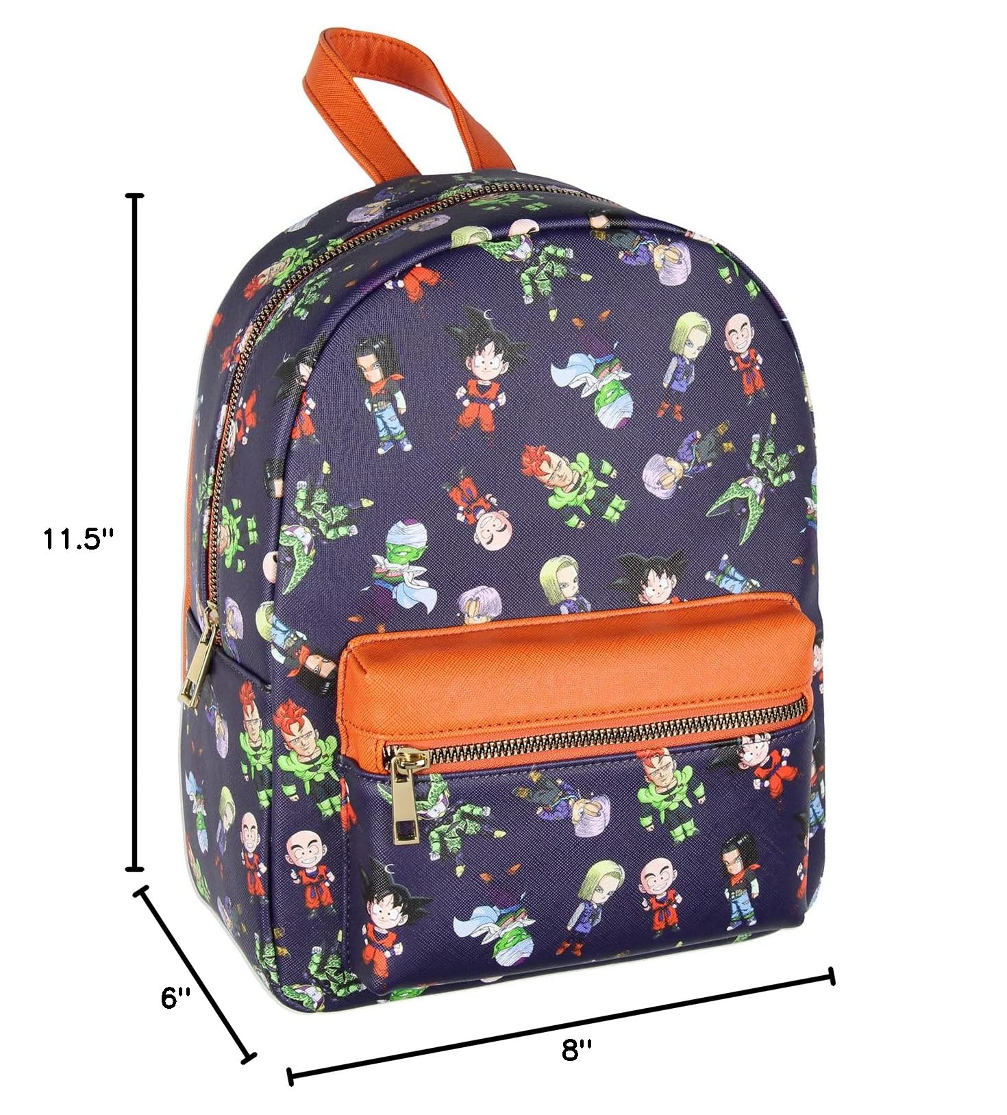 Dragon Ball Z Goku Cell Piccolo Trunks Allover Character Faux Leather Mini Backpack