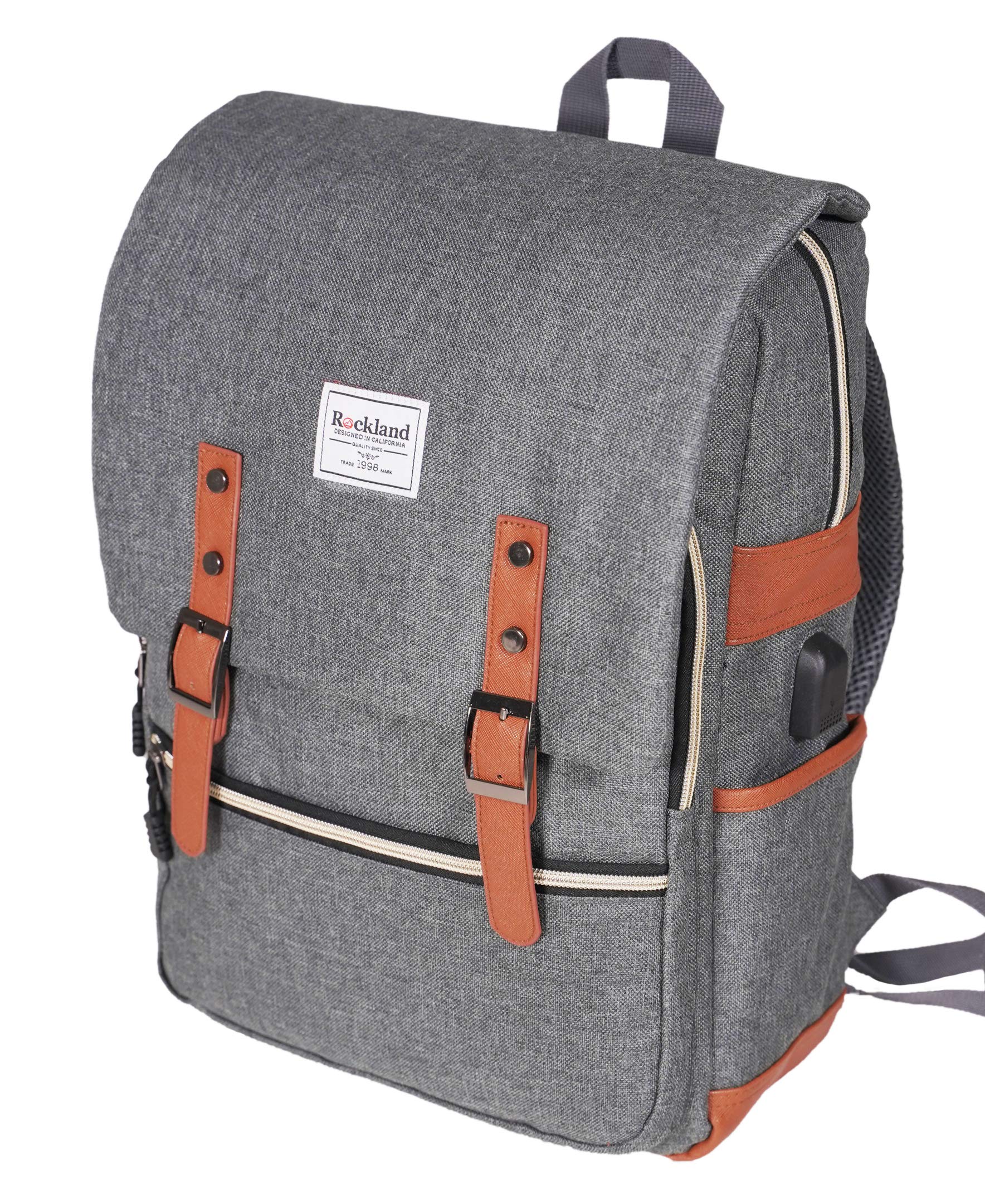 Rockland Heritage USB Laptop Backpack, Grey, Large