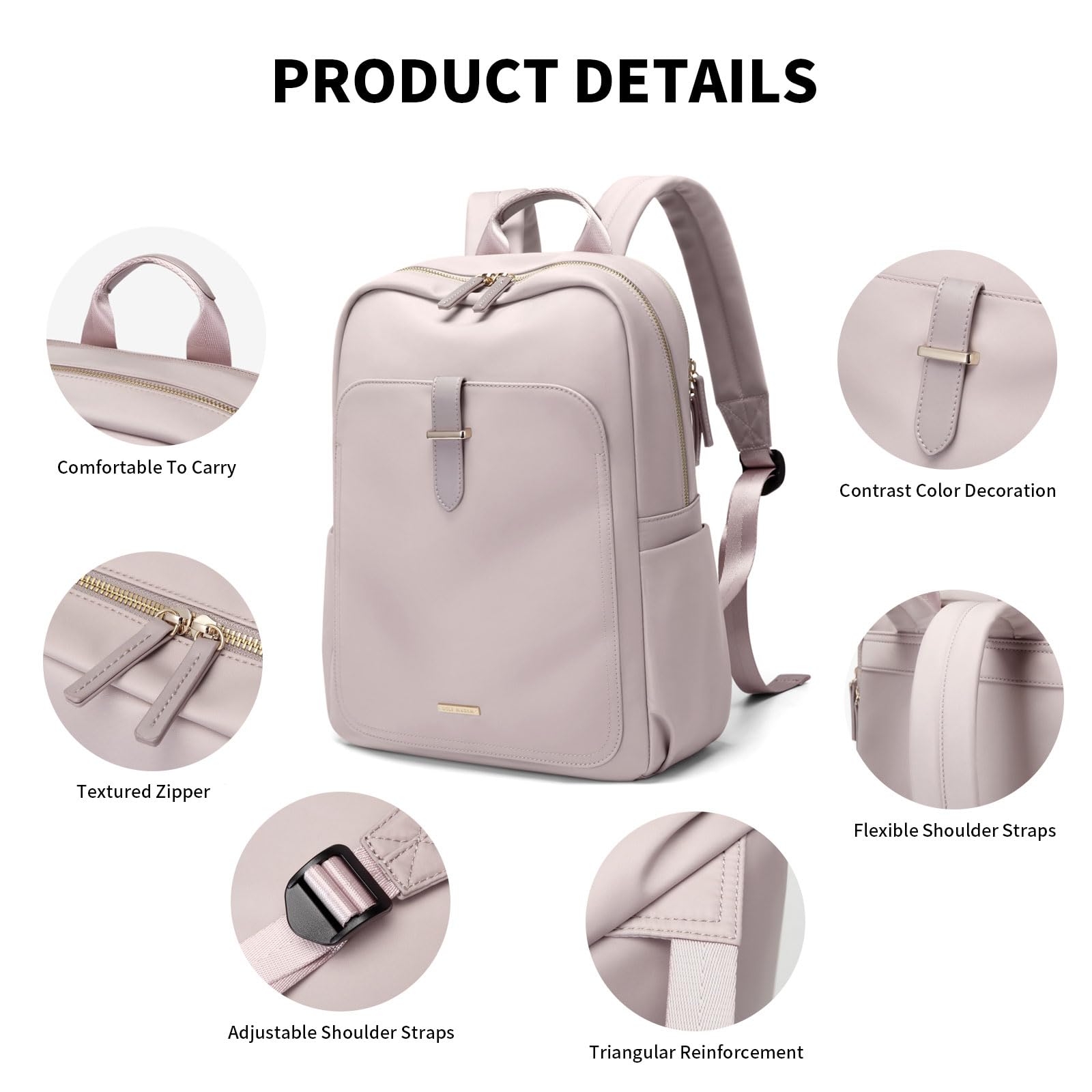 GOLF SUPAGS Travel Laptop Backpack for Women Fits 14 Inch Notebook Work Business Slim Durable College Computer Bag, Gift for Girls Women, Black