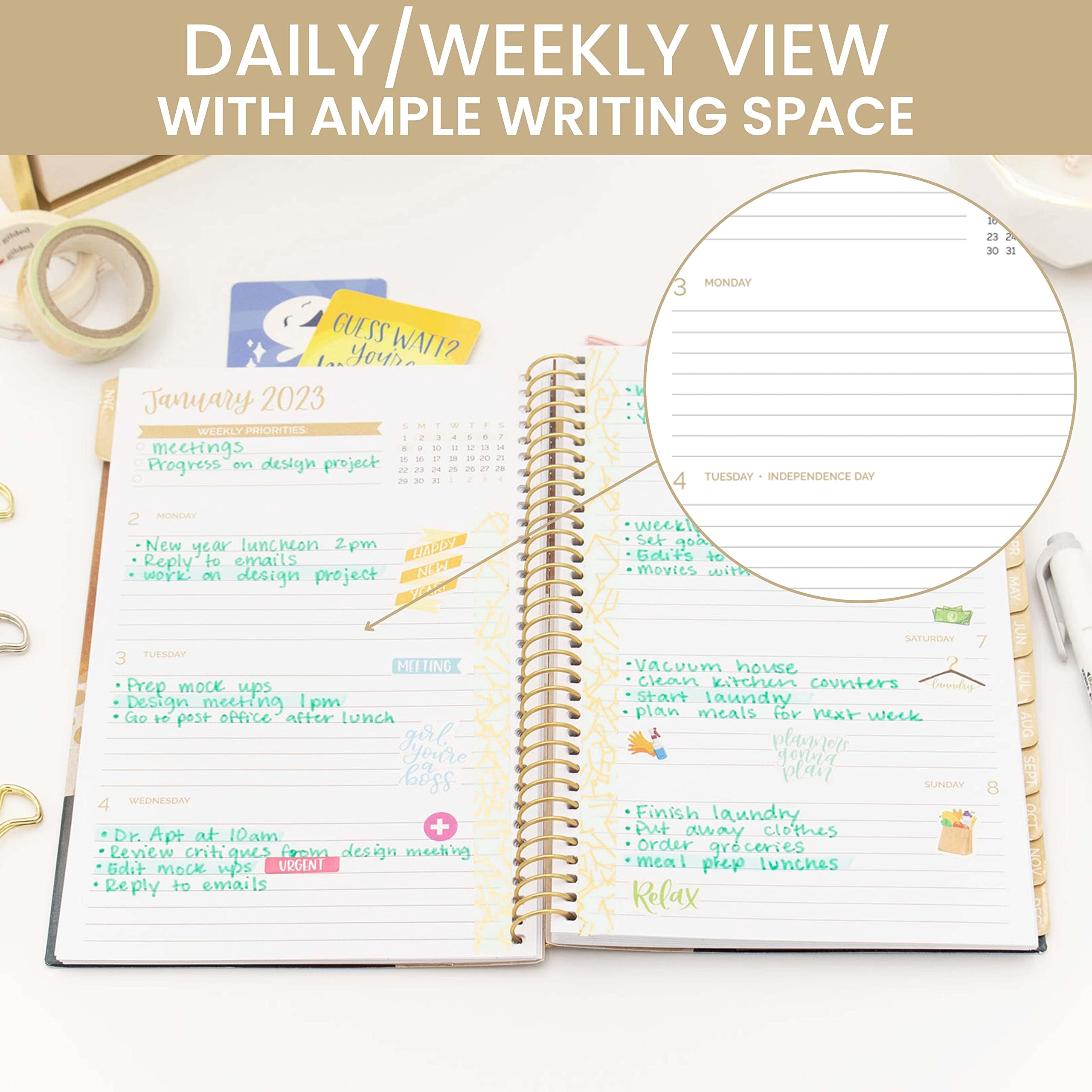 HARDCOVER bloom daily planners 2023 Calendar Year Day Planner (January 2023 - December 2023) - Passion/Goal Organizer - Monthly & Weekly Inspirational Agenda Book - 5.5" x 8.25" - Celestial