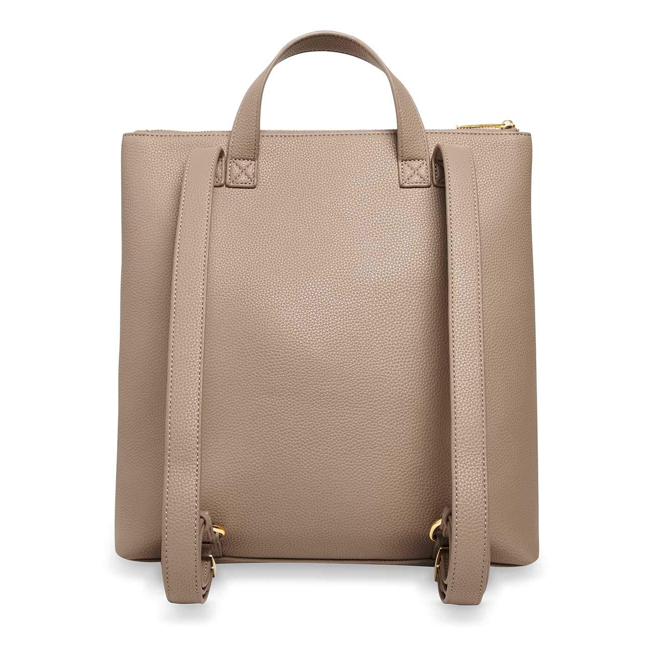Katie Loxton Brooke Square Womens Vegan Leather Zippered Top Handle Backpack Taupe