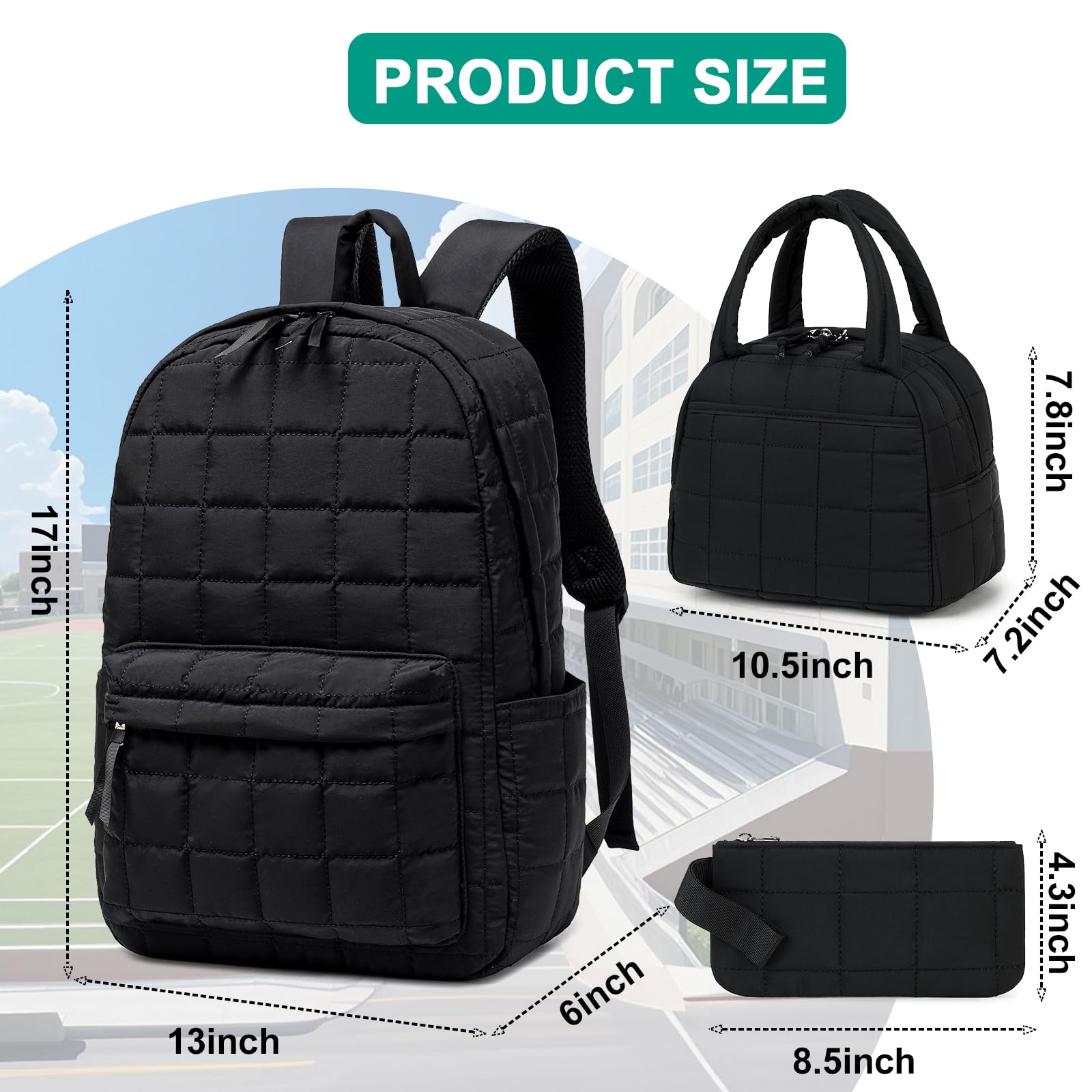 School Backpacks for Teen Girls Bookbags Lightweight Canvas Backpack Schoolbag Set (Turquoise-Flower) One_Size