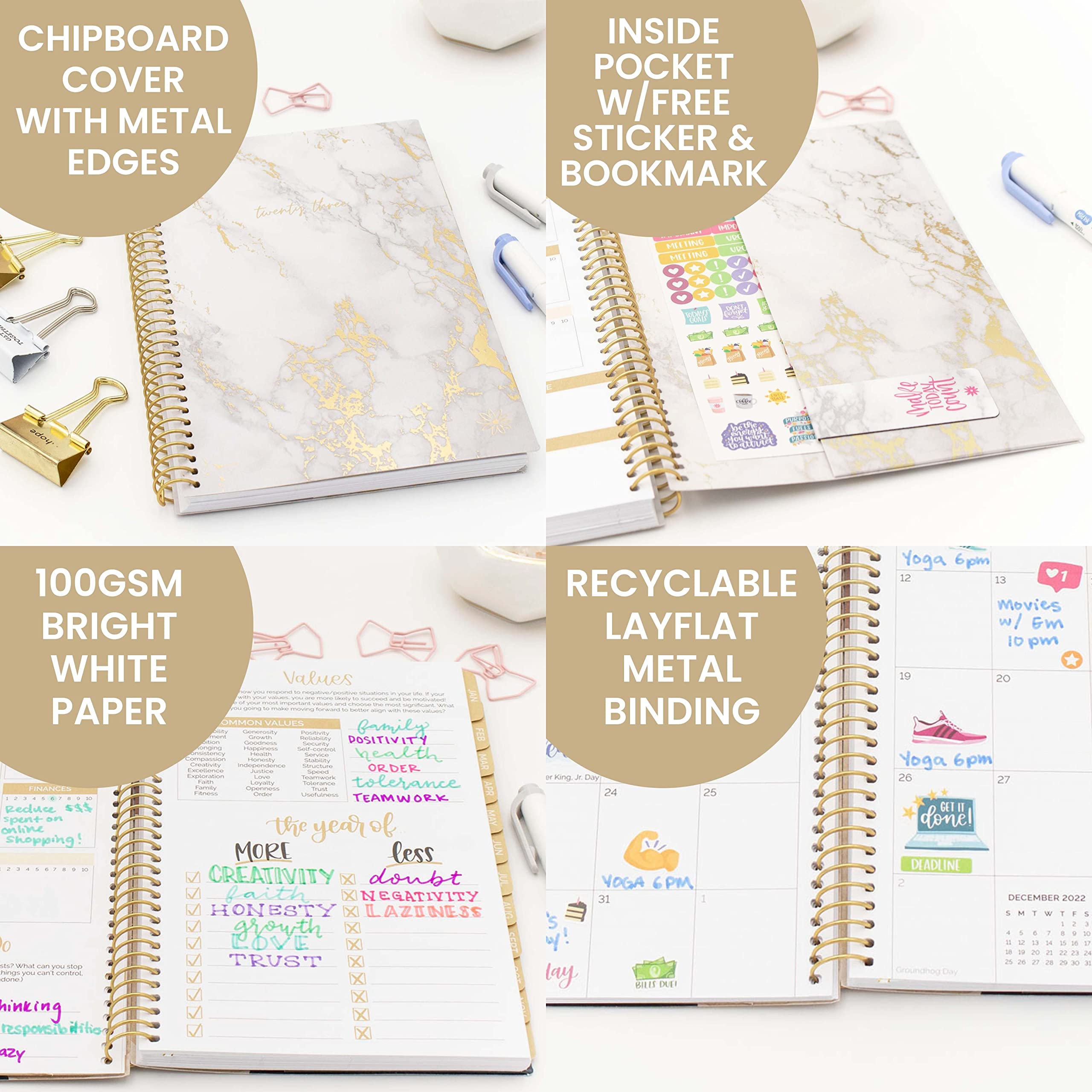 HARDCOVER bloom daily planners 2023 Calendar Year Day Planner (January 2023 - December 2023) - Passion/Goal Organizer - Monthly & Weekly Inspirational Agenda Book - 5.5" x 8.25" - Celestial