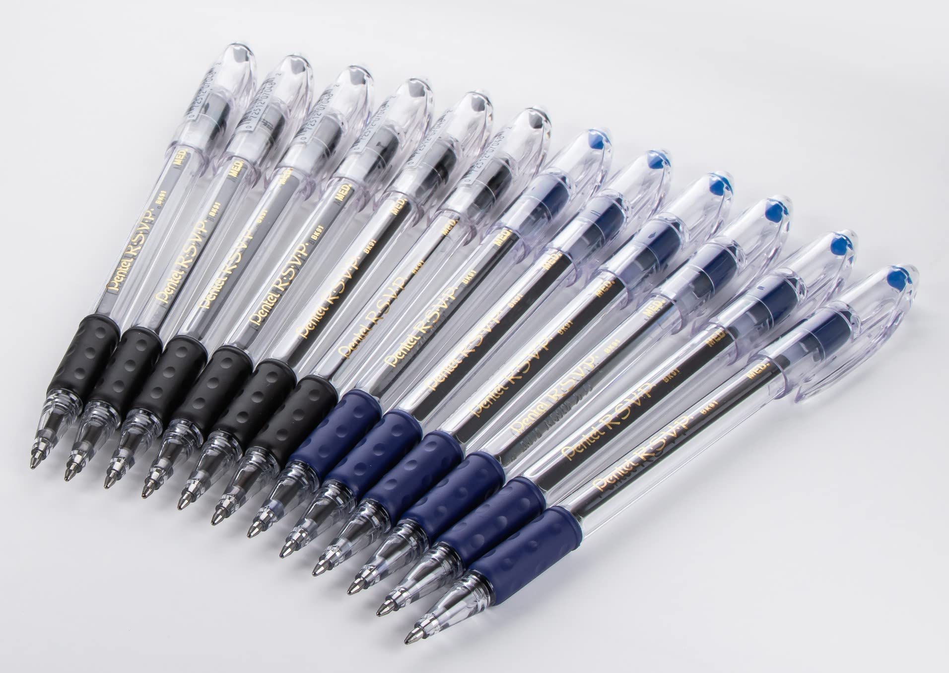 Pentel RSVP medium point pens - ballpoint - 1.0mm - 12 Pack Of 6 Blue And 6 Black Ink Pens