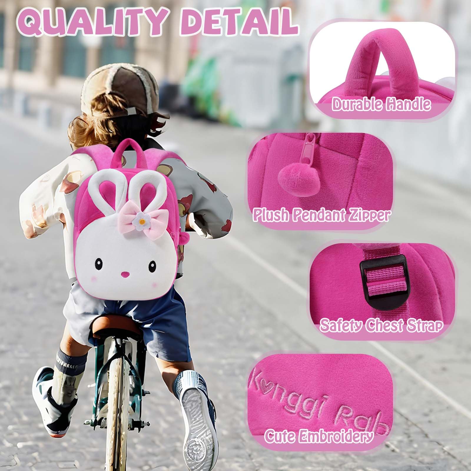 Toddler Backpack for Girls, ChaseChic Cute Cartoon Mini Plush Lightweight Soft Baby Backpack, Daycare backpack, Bunny