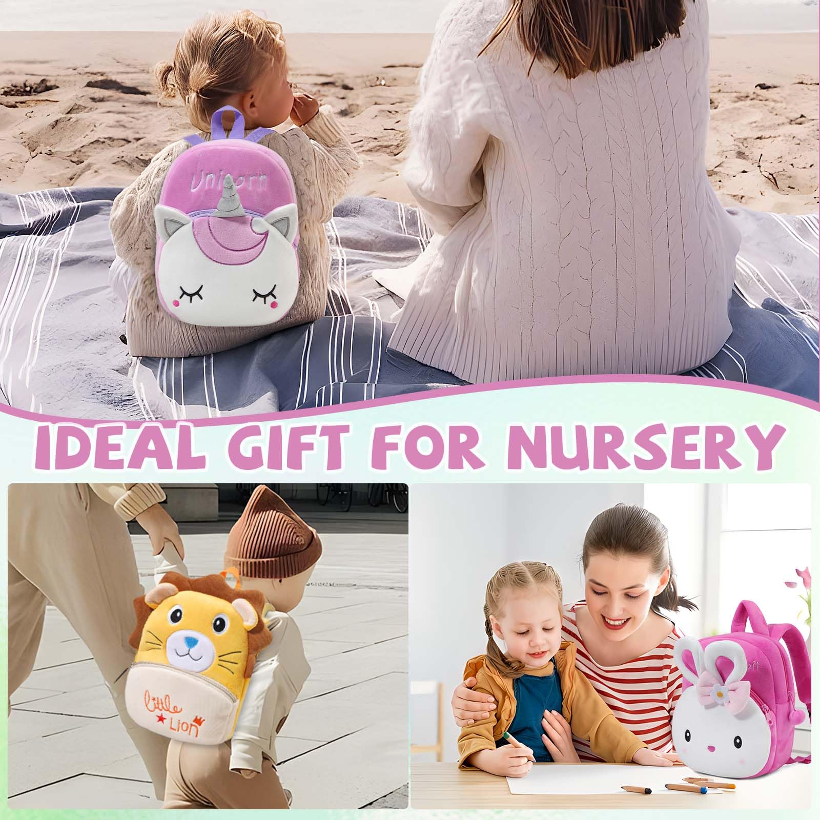 Toddler Backpack for Girls, ChaseChic Cute Cartoon Mini Plush Lightweight Soft Baby Backpack, Daycare backpack, Bunny