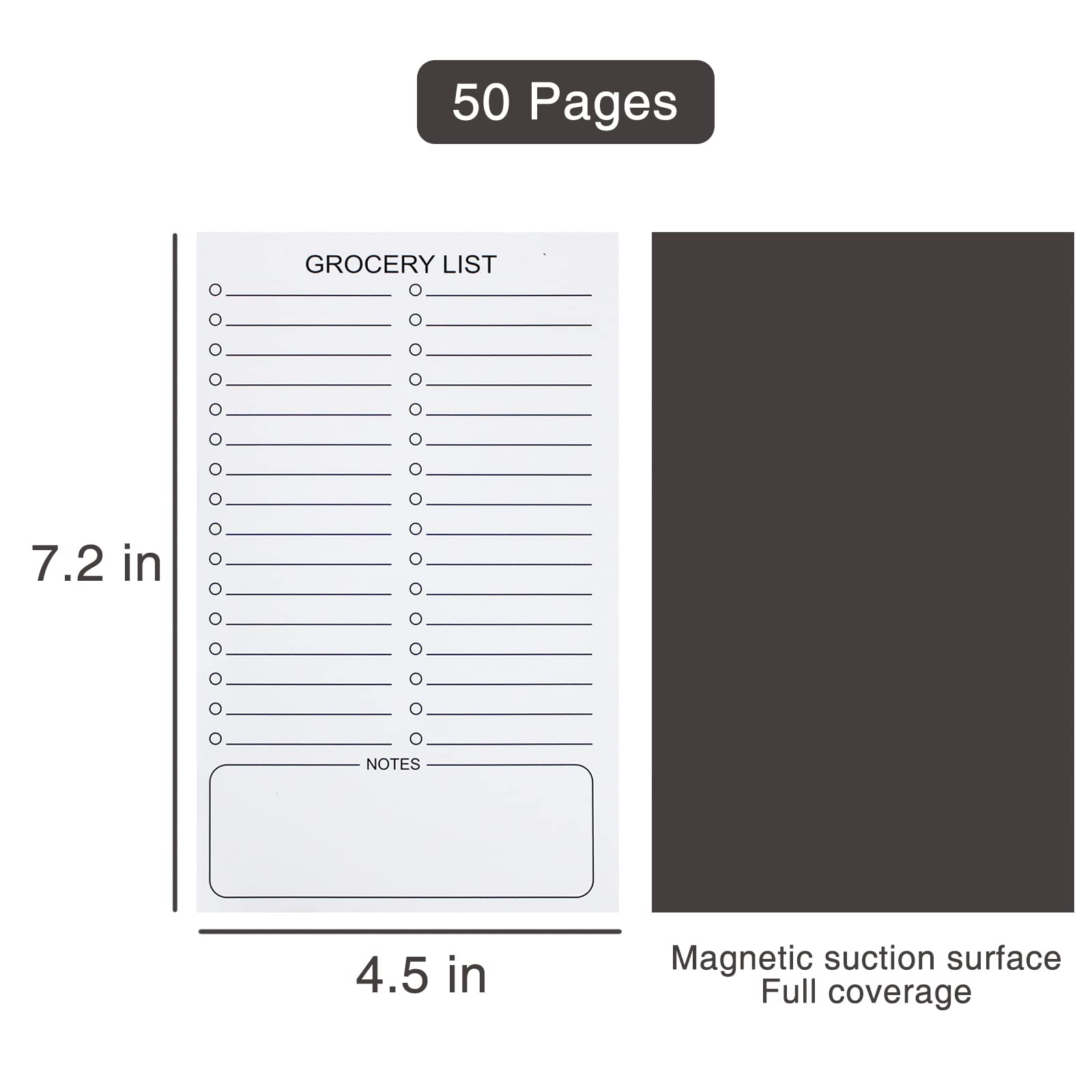 Magnetic Notepads for Refrigerator,50 Sheets 4.5x7.5 Inches Fridge Notepad with Magnet Shopping List Menu Planner Grocery List for Fridge