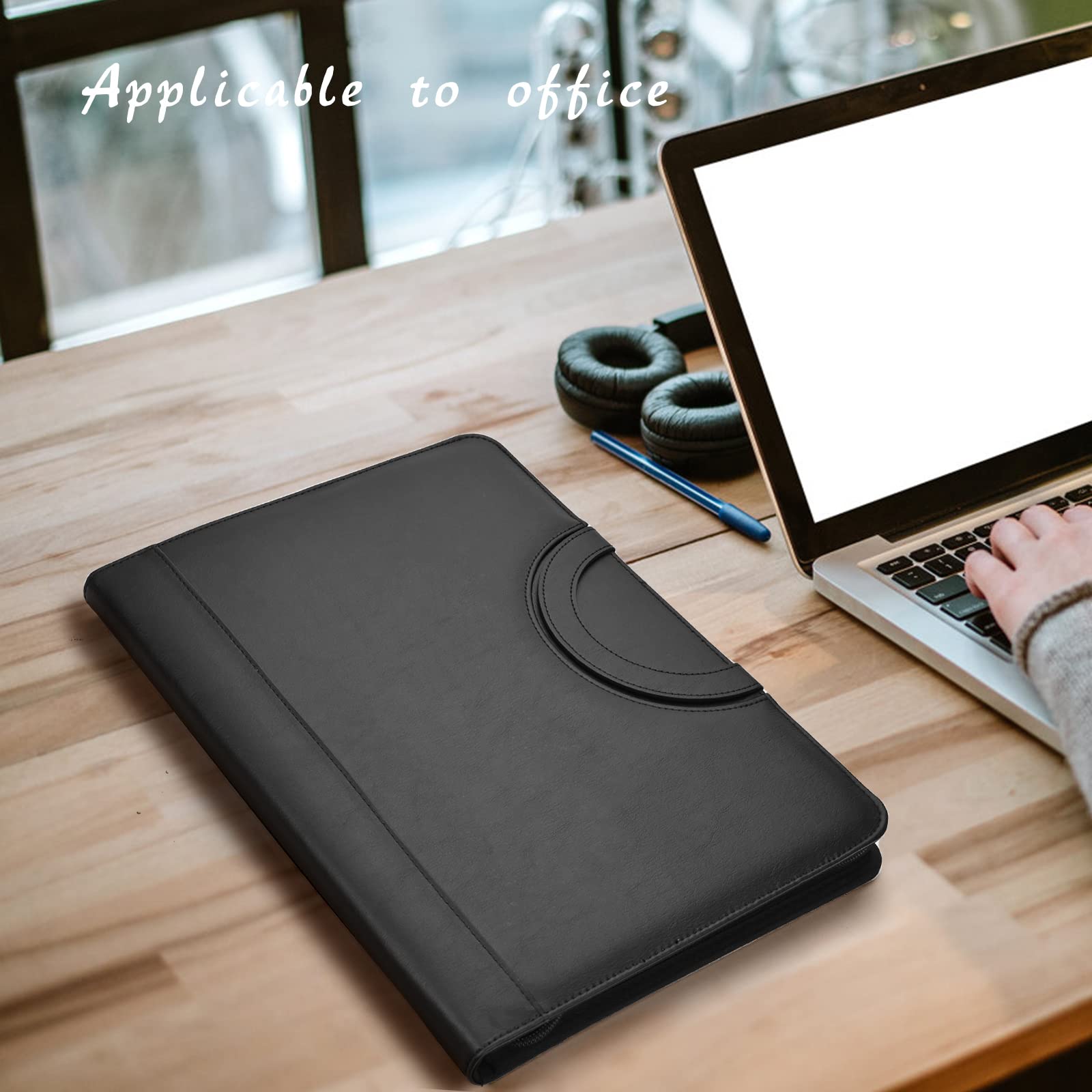 UBAFNOM Padfolio Portfolio Binder β Vegan Leather Business Portfolio Organizer with Calculator β Zippered Portfolio Padfolio for Women & Men
