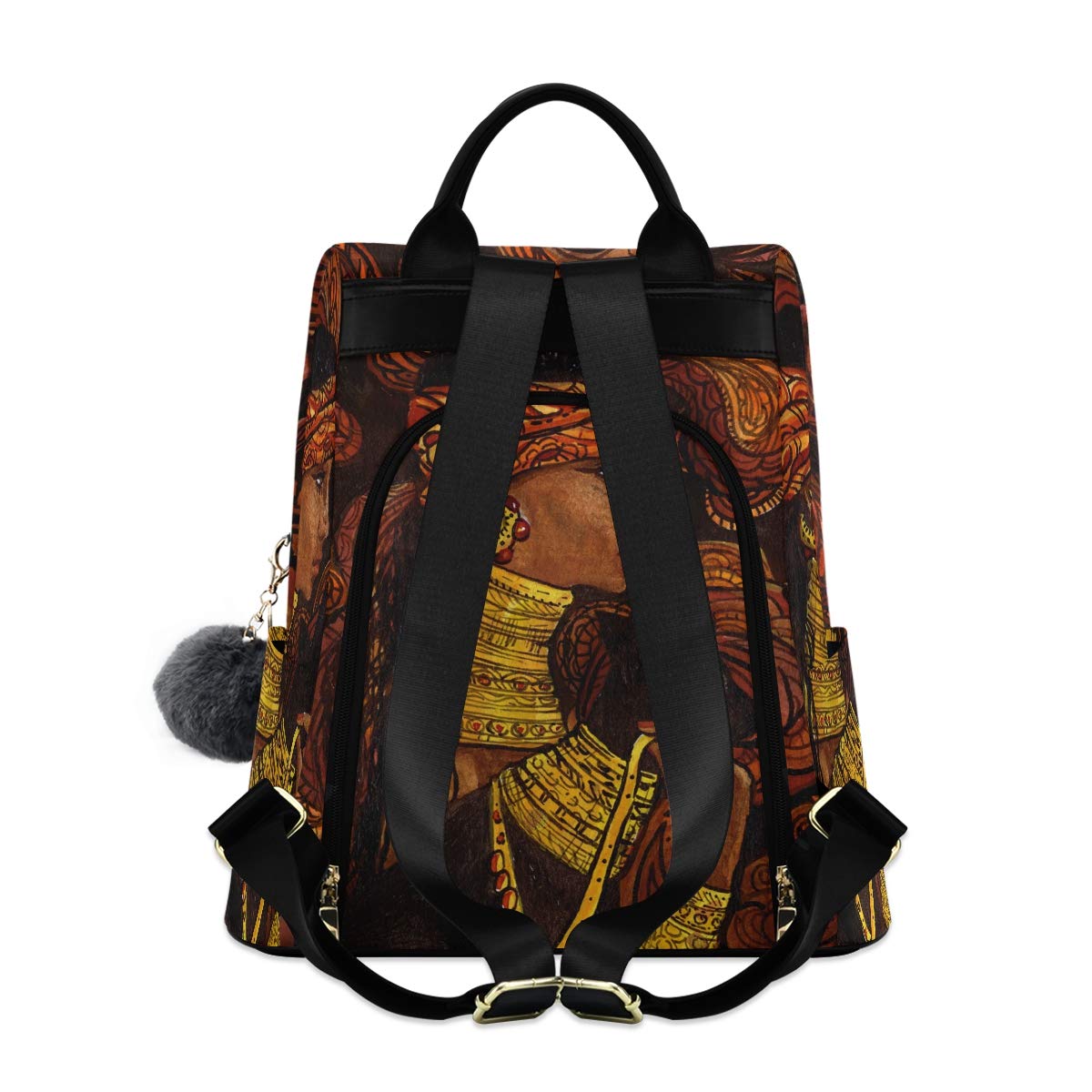 ALAZA Mulatto Girl Portrait with Black Cat Backpack with Keychain for Woman Ladies