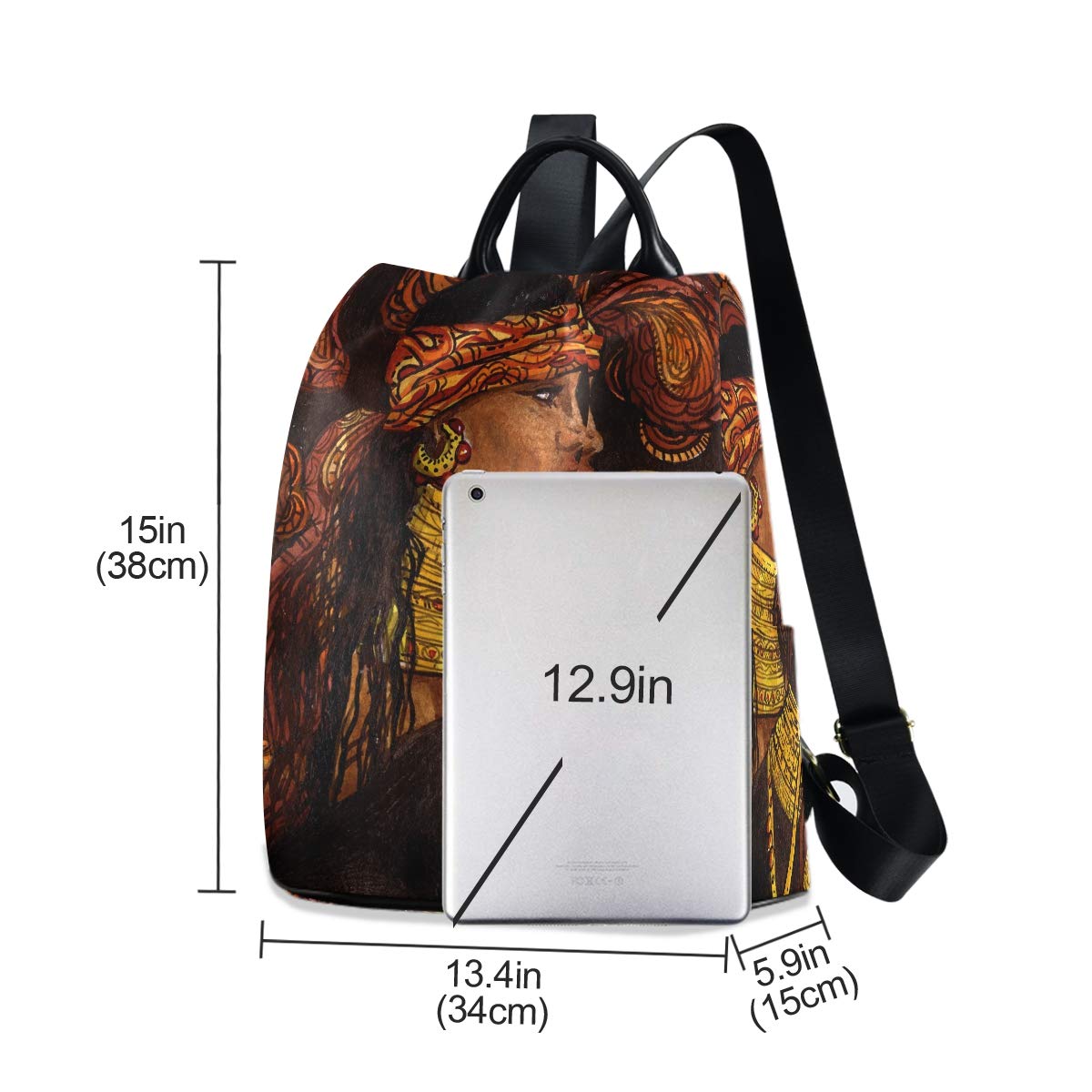 ALAZA Mulatto Girl Portrait with Black Cat Backpack with Keychain for Woman Ladies
