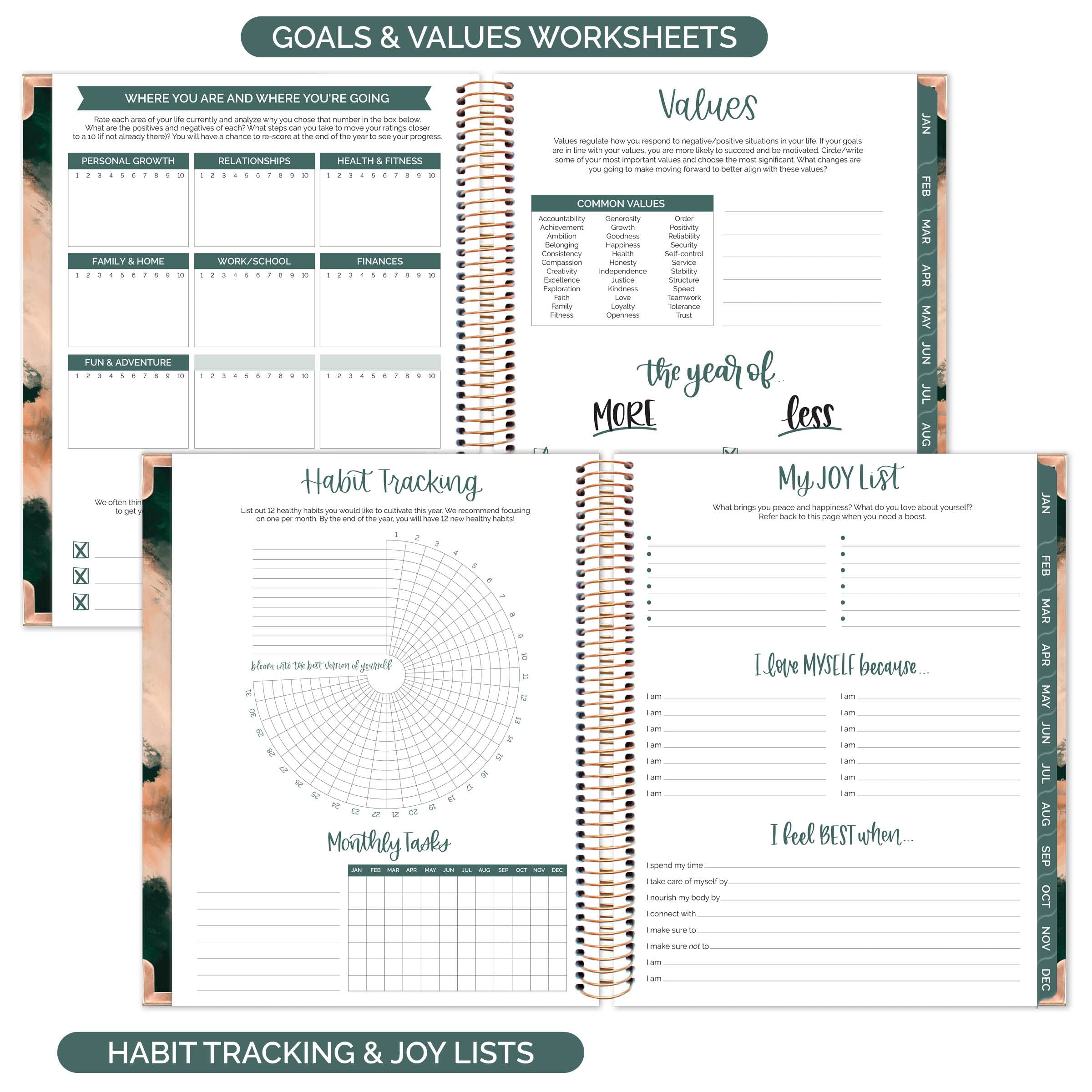 bloom daily planners 2023 Hardcover Calendar Year Goal & Vision Planner (January 2023 - December 2023) - Monthly/Weekly Column View Agenda Organizer - 7.5" x 9" - Wanderlust