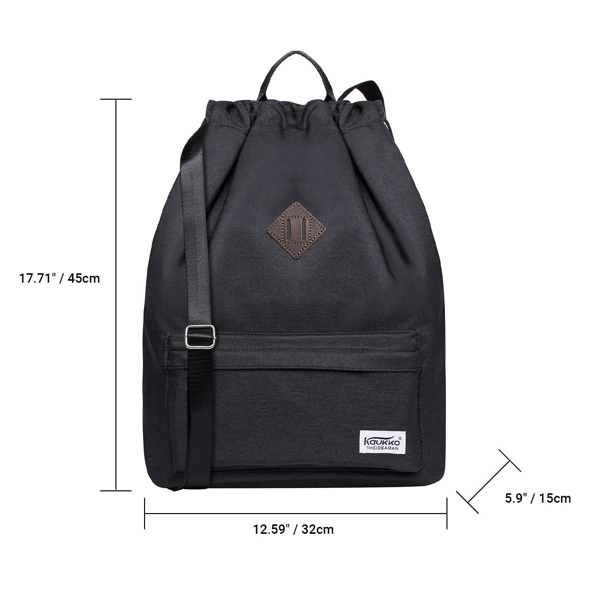 KAUKKO Drawstring Sports Backpack Gym Yoga Bag Shoulder Rucksack for Men and Women (3-BLACK)