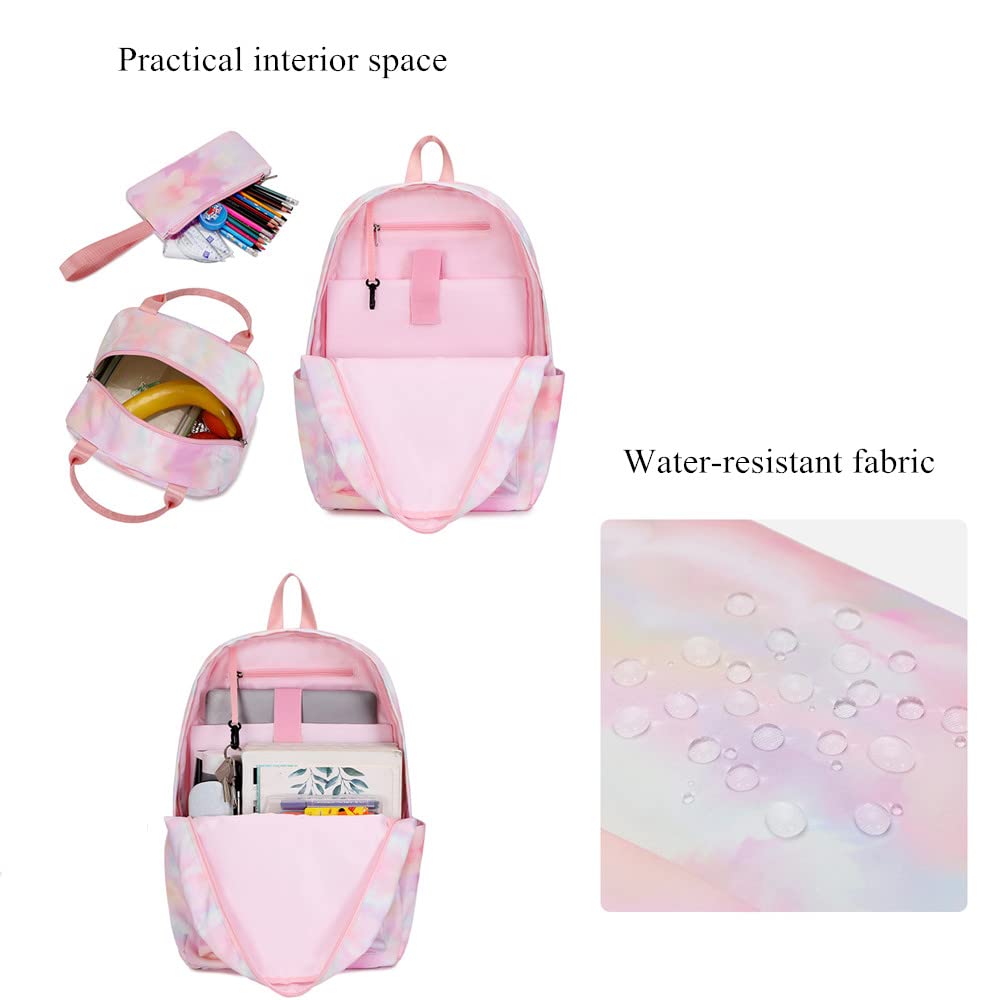 LANSHIYA Kids 3 Piece Backpack Set Girls Lightweight Bookbag Elementary School Bag with Lunch Bag