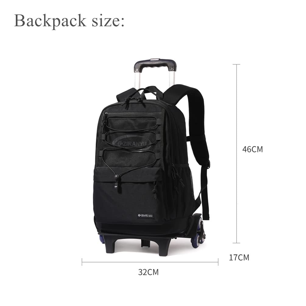 Solid Color Simple Rolling Backpack for Teen Girls, Middle School Trolley Bags, Travel Daypack with Wheels