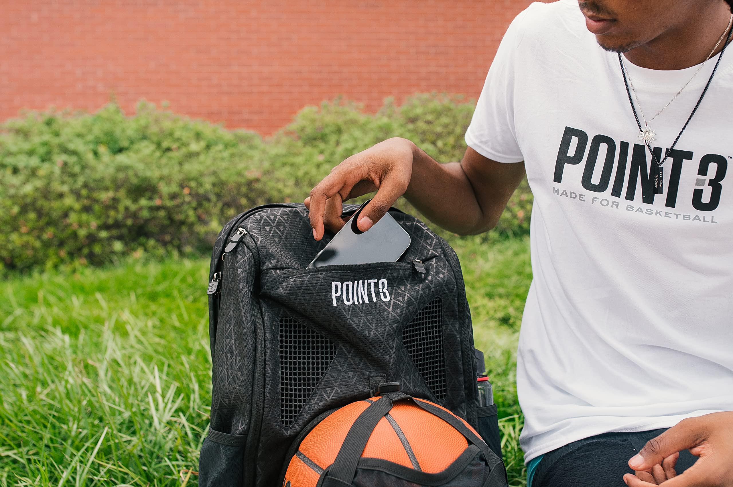POINT3 New Road Trip Tech Backpack - Basketball Backpack with Waterproof Laptop Sleeve - Every Compartment You Need for Ball, Gear, Shoes, Books & Laptops (Black)