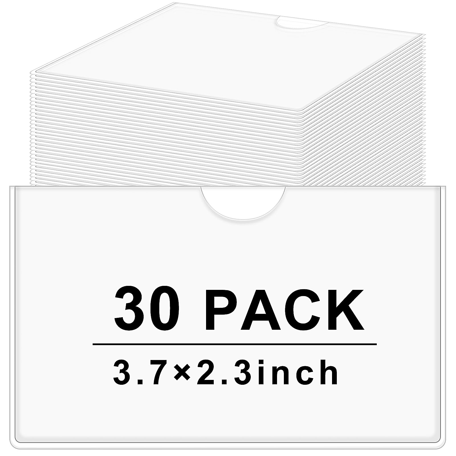 Self-Adhesive Business Card Pockets with Top Open for Loading, Card Holder for Organizing and Protecting Your Cards or Photos, Crystal Clear Plastic (3.7 x 2.3 Inches, 30 Packs)