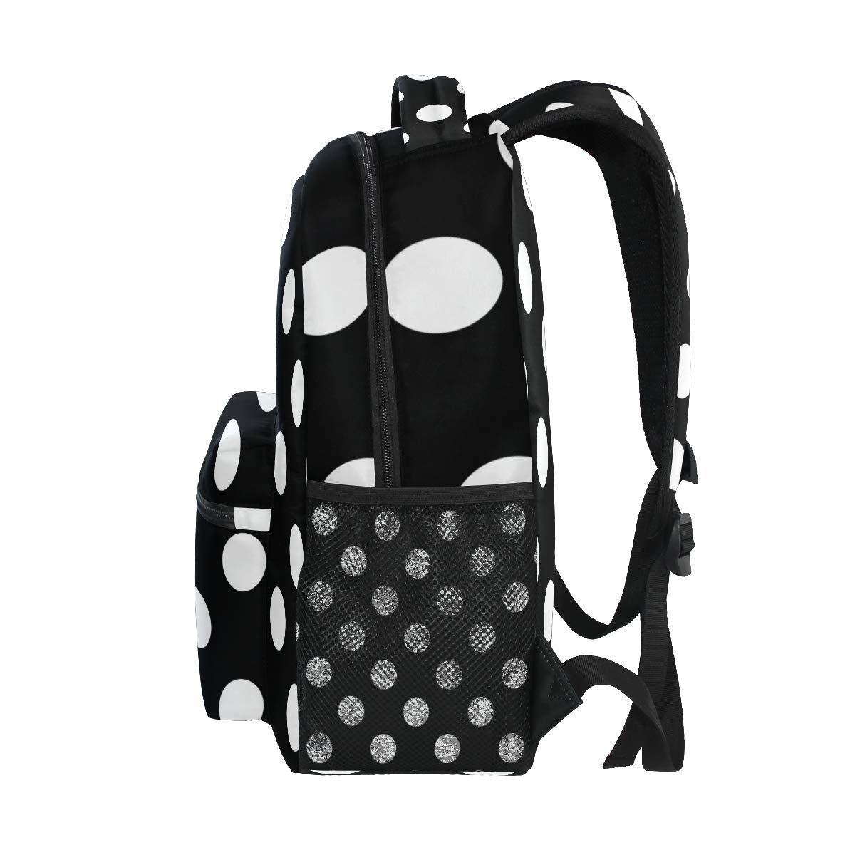 ALAZA Black White Polka Dot Backpack Daypack College School Travel Shoulder Bag