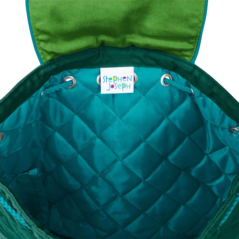 Stephen Joseph Kids' Unisex Toddler Back to School, Quilted Backpack, Dinos Dark Green, One Size