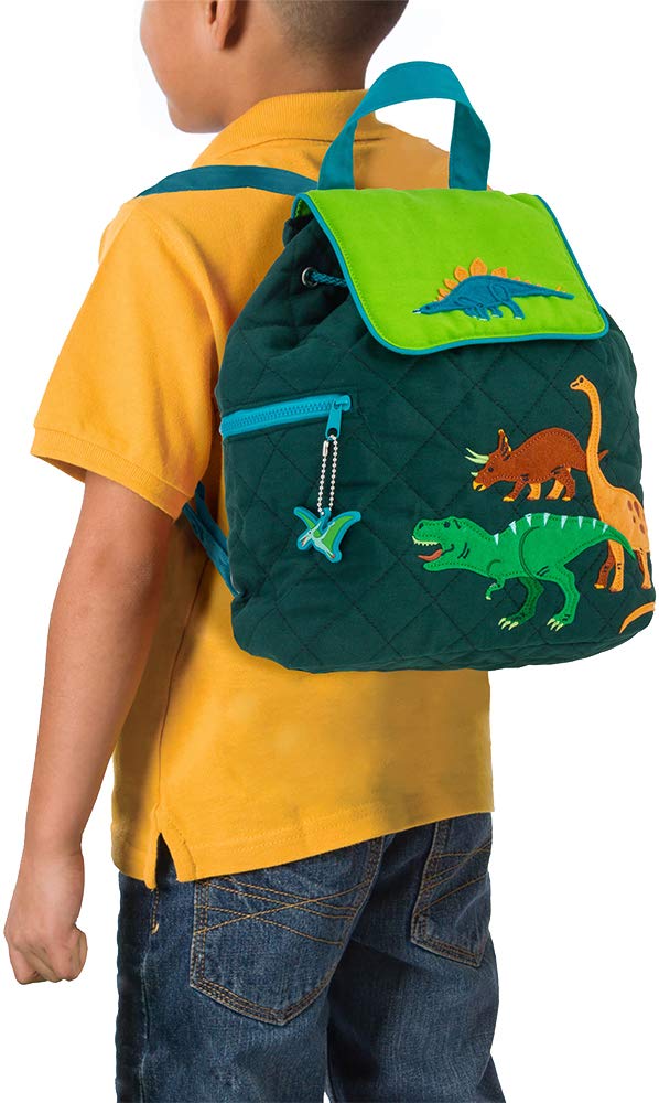 Stephen Joseph Kids' Unisex Toddler Back to School, Quilted Backpack, Dinos Dark Green, One Size
