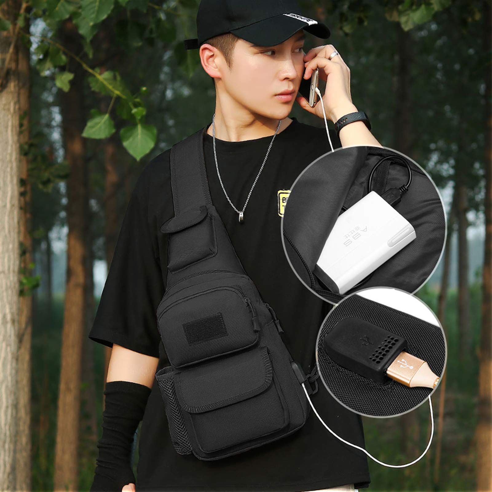 BAIGIO Tactical Sling Bag Crossbody Pack One Shoulder Backpack (Black)
