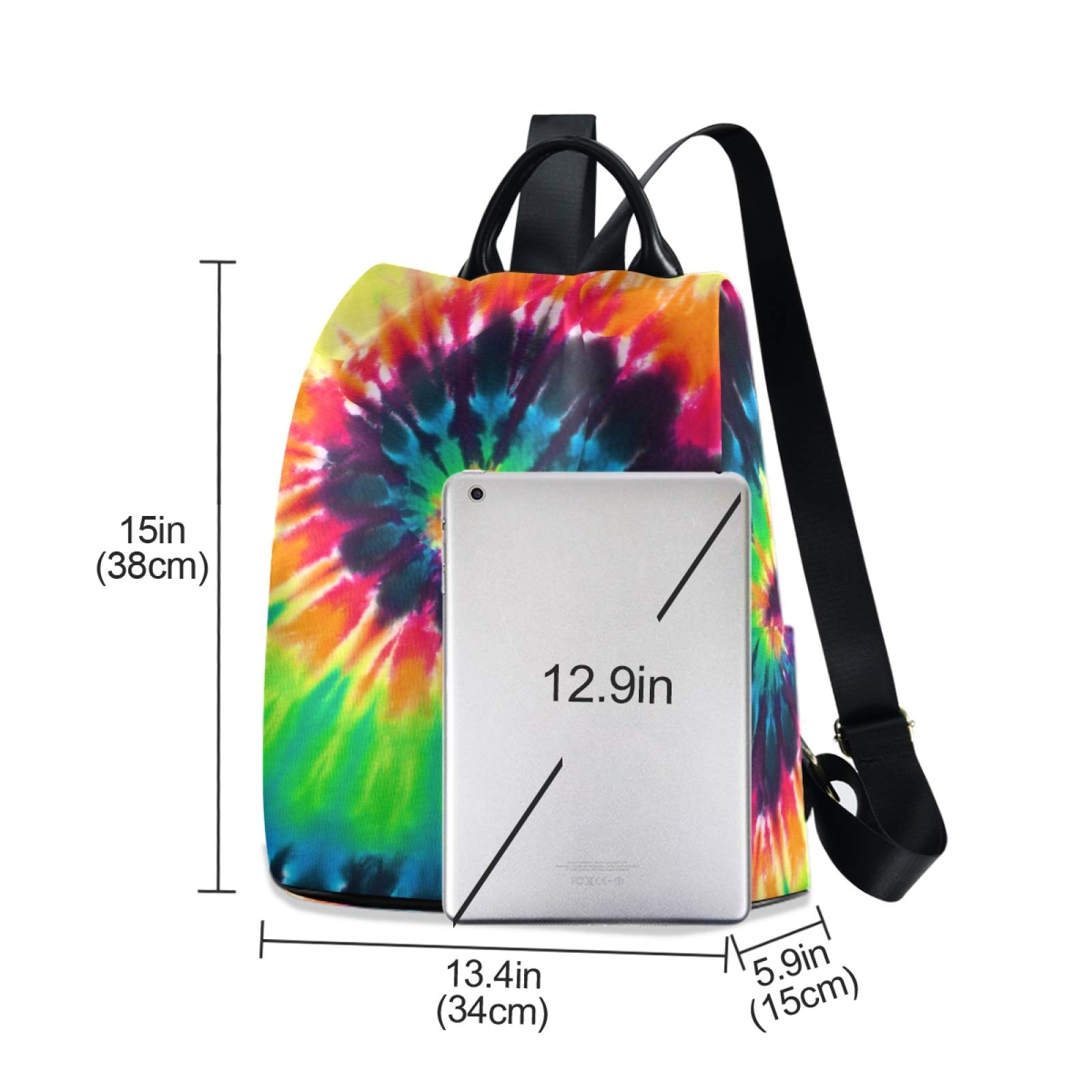ALAZA Colorful Tie Dye Spiral Pattern Backpack Purse for Women Anti Theft Fashion Back Pack Shoulder Bag