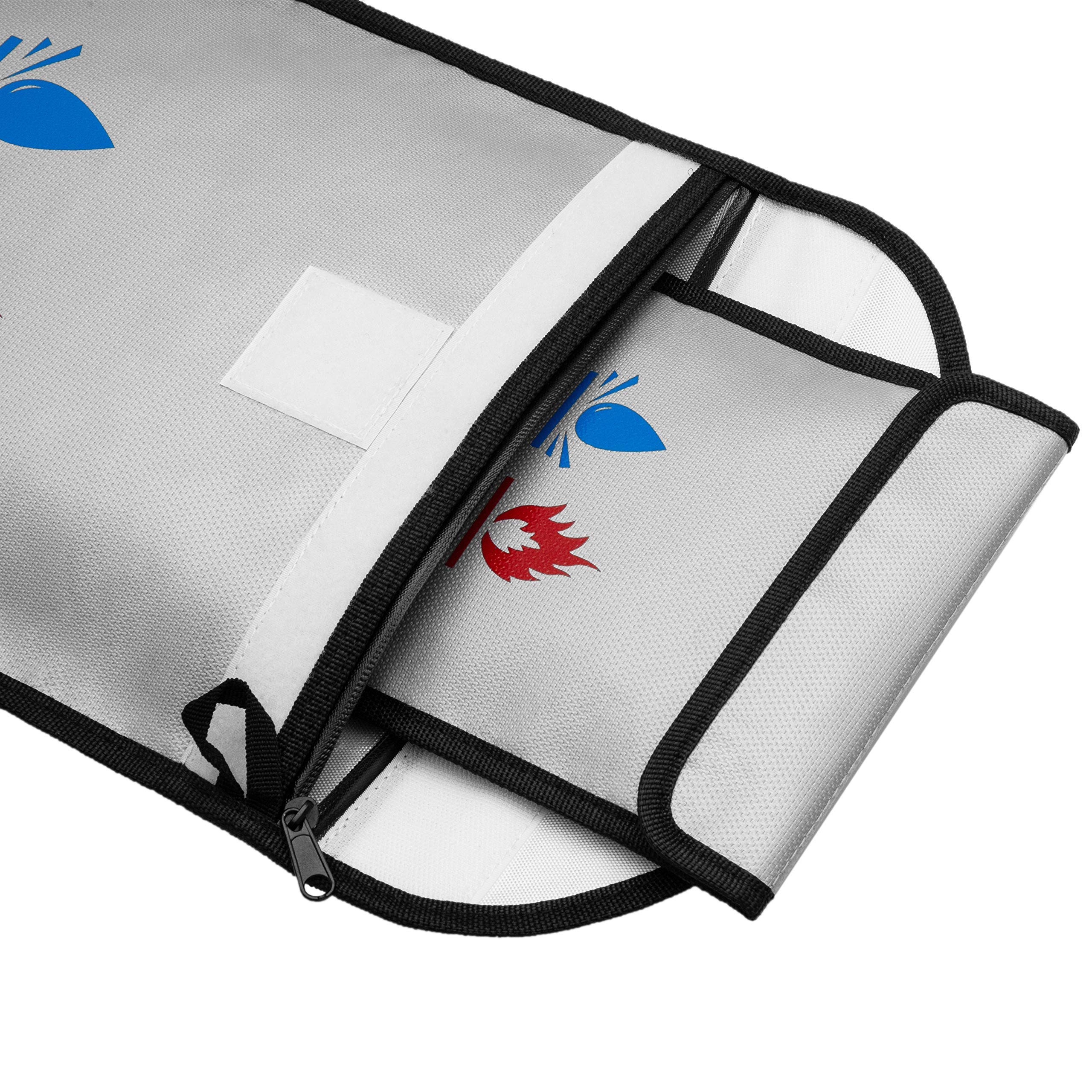 Fireproof Document Bag - 15"X11" Fireproof Safe Bag, 7"x9" Money Pouch Envelope, Non-Itchy Silicone Coated File Storage, Waterproof Document Holder, Money Bag with Zipper