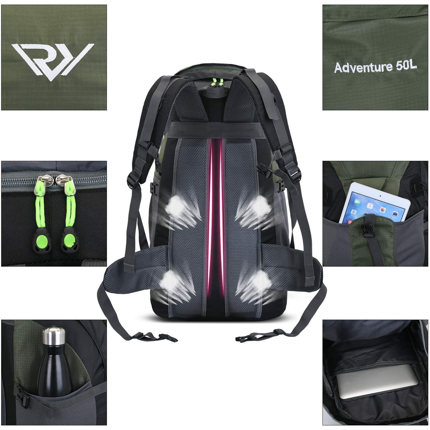 40L Hiking Backpack with Rain Cover, Waterproof Lightweight Daypack for Cycling Skiing Camping