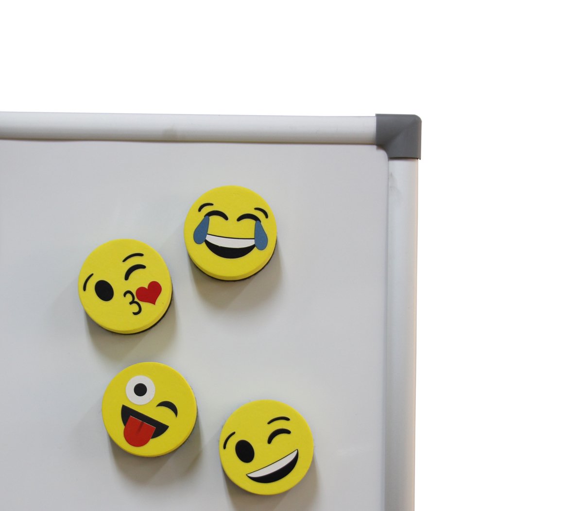 VIZ-PRO Magnetic Smiley Face Circular Whiteboard Eraser / 4 Pack of 2" Dry Erase Erasers