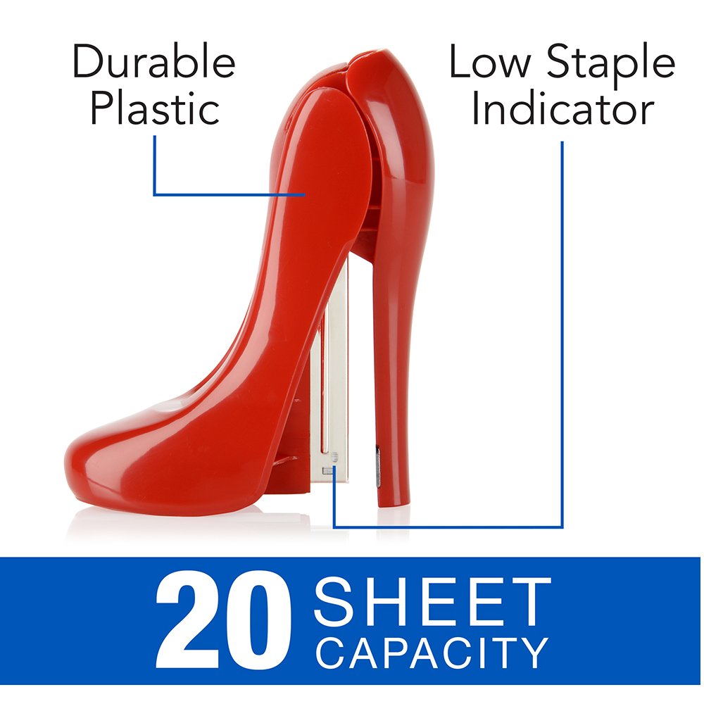 Swingline Stapler, High Heel Stapler, Fun Desk Accessories, Novelty Desk Décor, 20 Sheet Capacity, Plastic, Red (70972)