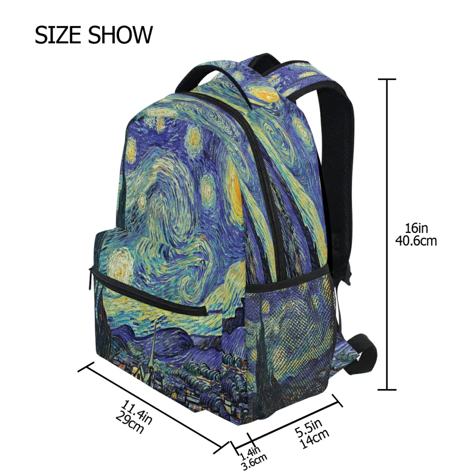 ALAZA Van Gogh's Starry Night Backpack Daypack College School Travel Shoulder Bag