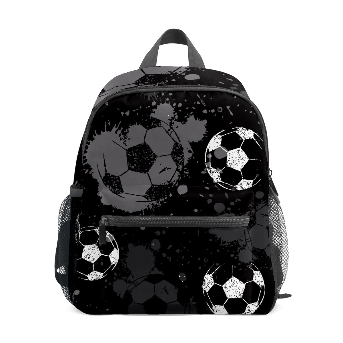 Kids School Bag Girls Boys Preschool Toddler Backpack for Boy Girl Lightweight Shoulder Book Bag for Kids Perfect Back Pack for Toddler to Kindergarten Football Soccer Black White