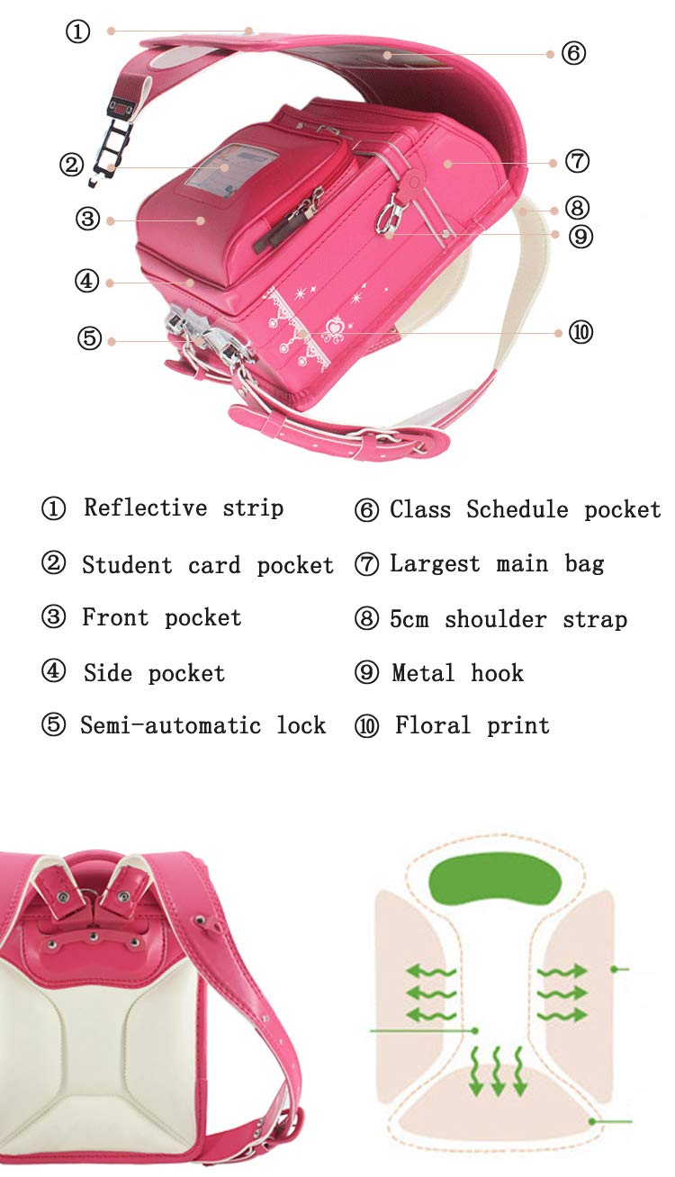 randoseru backpack ransel automatic janpanese school bag for kids PU leather waterpoof