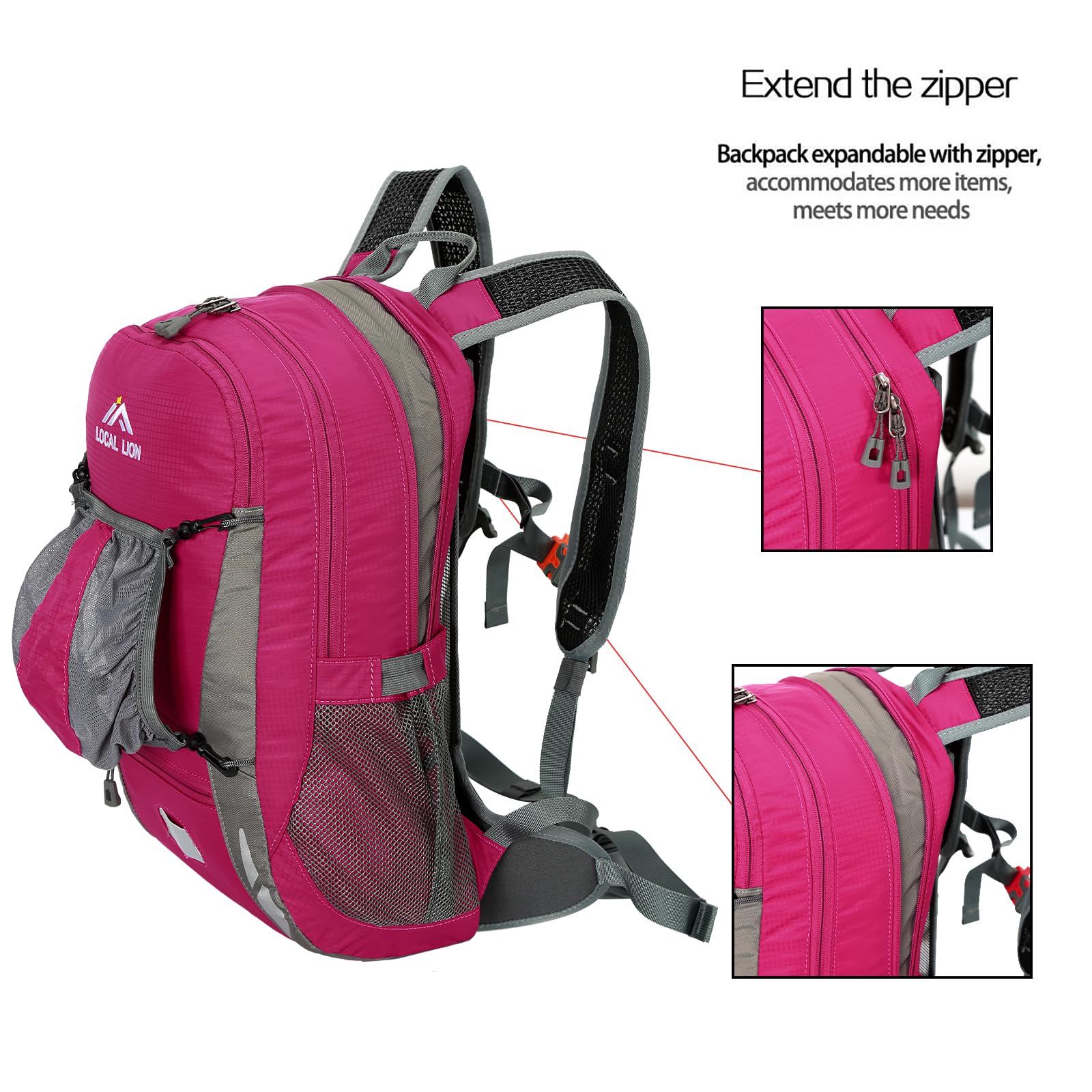 LOCALLION 20L Hiking Daypack Ultralight Bike Rucksack Backpack Outdoor Sports Daypack for Running (red)