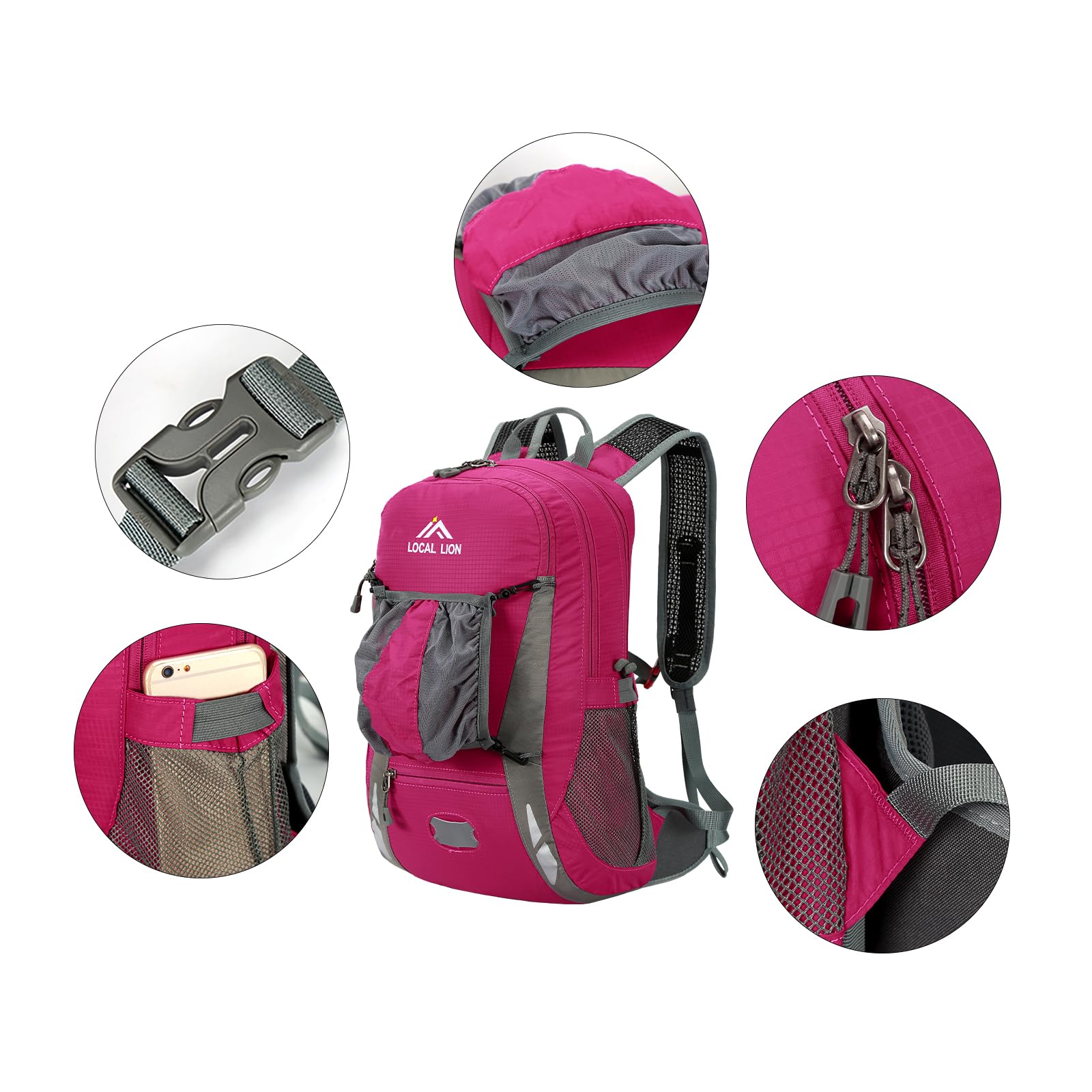 LOCALLION 20L Hiking Daypack Ultralight Bike Rucksack Backpack Outdoor Sports Daypack for Running (red)